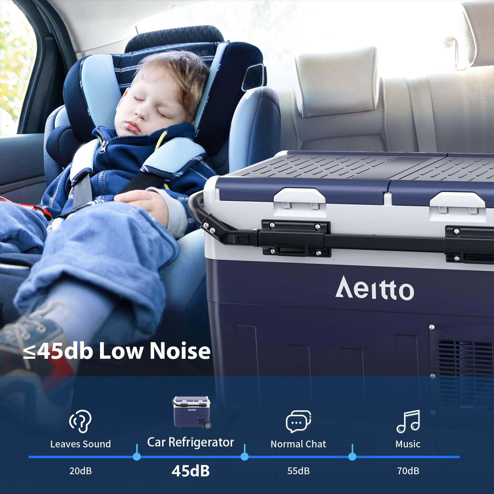 Aeitto 12 Volt Car Refrigerator, 42QT(40L) Dual Temp Control Portable ...