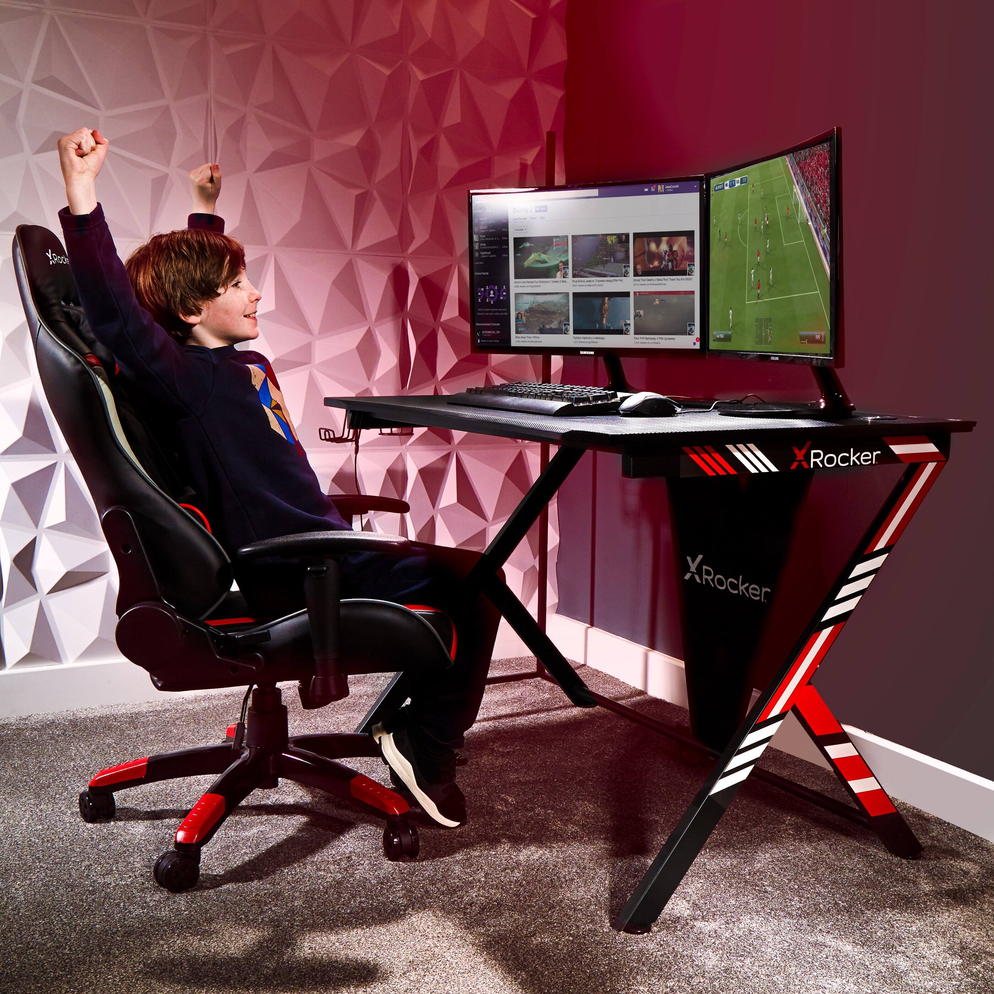 Best Buy: X Rocker Ocelot Gaming Desk Black, Red, Blue 0723901