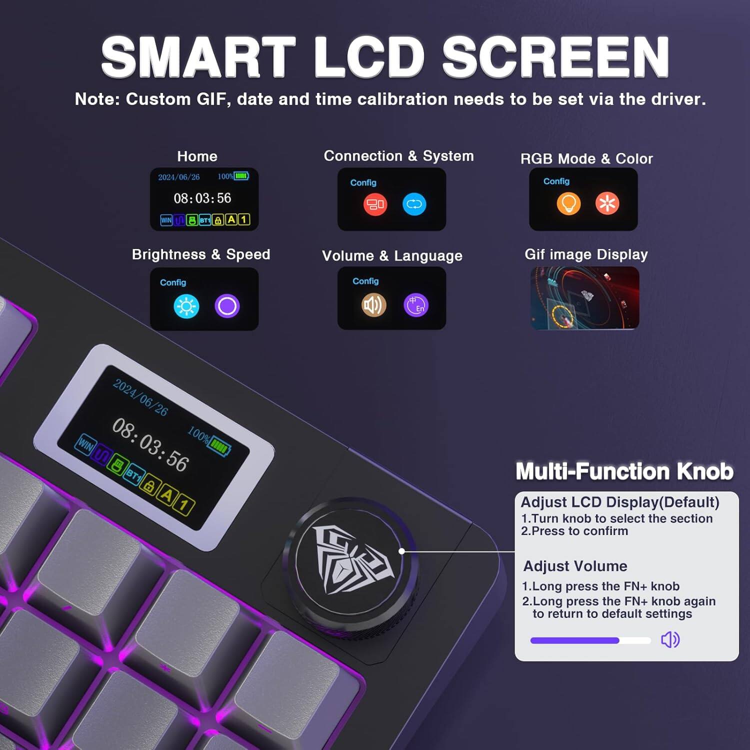 AULA S98 Pro, 96 Key, Wireless, Mechanical Gaming Keyboard, RGB, 5 ...