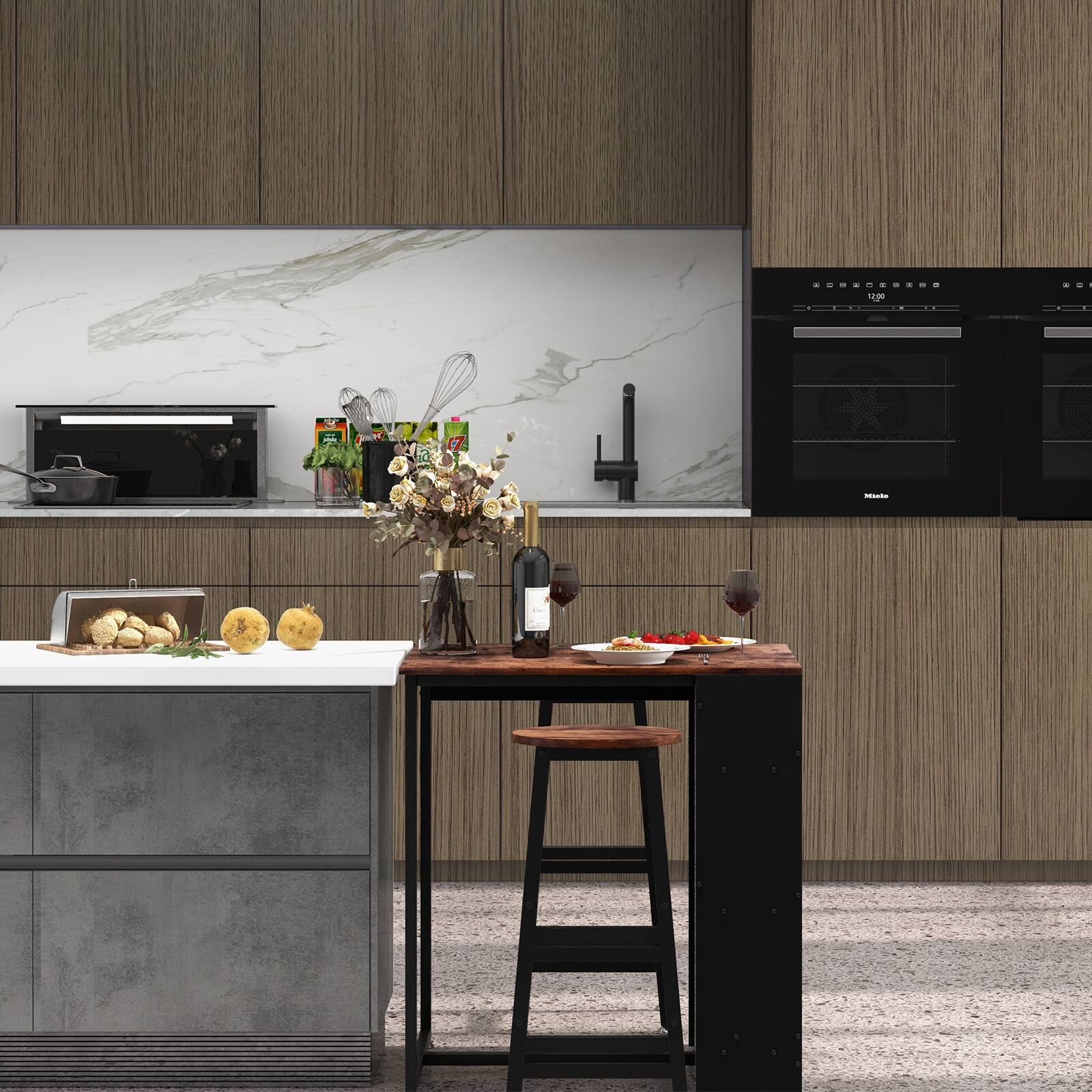 Ecooso 3 Piece Bar Table Set with Storage Shelf for Home Kitchen or ...