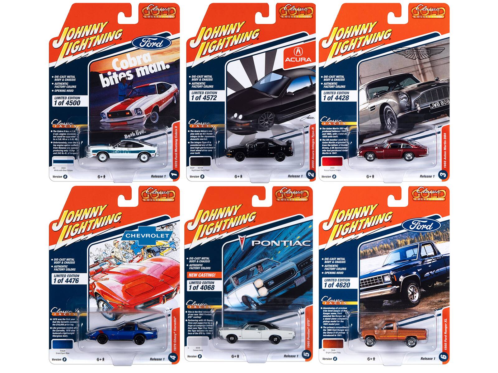 "Classic Gold Collection" 2023 Set B of 6 Cars Release 1 1/64 Diecast ...