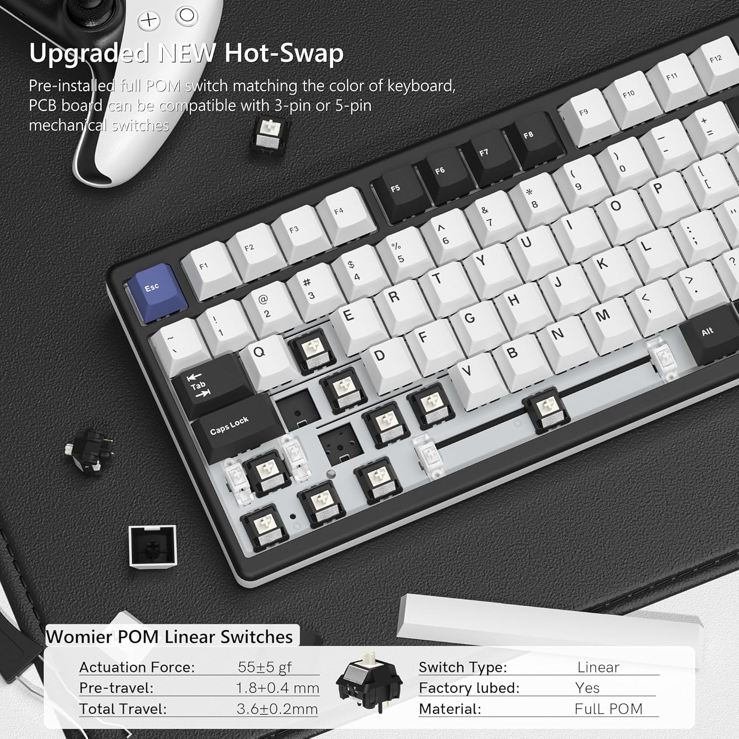 Womier SK71 PRO 75% Wireless Mechanical Keyboard, Creamy Gaming ...