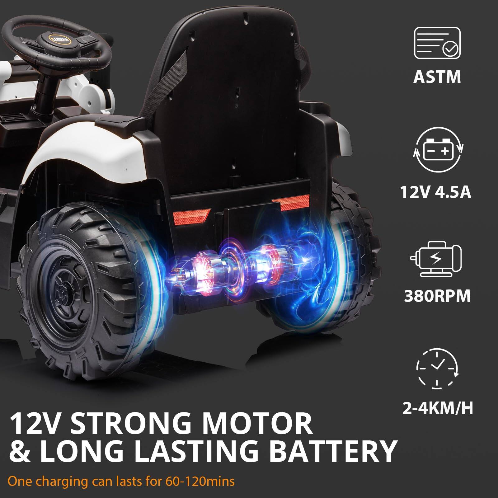 Acekool 4 in 1 Ride on Excavator & Bulldozer, 12V Kids Electric Vehicle ...