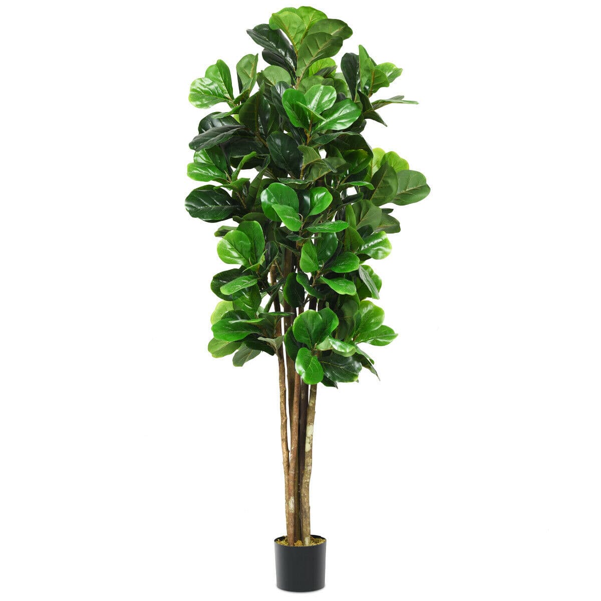 Gymax - 6-Feet Artificial Fiddle Leaf Fig Tree Indoor-Outdoor Home ...