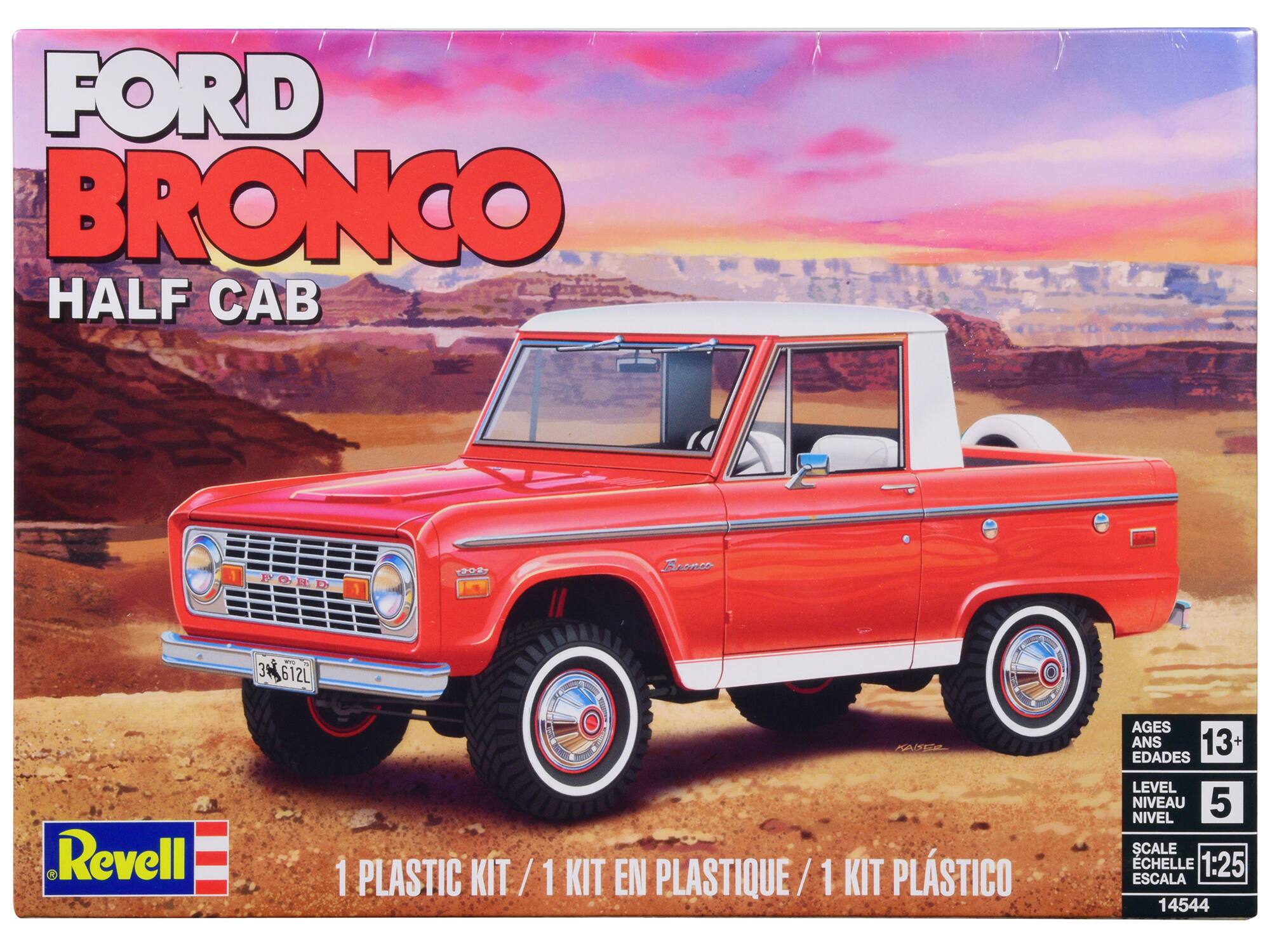 Level 5 Model Kit Ford Bronco Half Cab 1/25 Scale Model by Revell Red ...