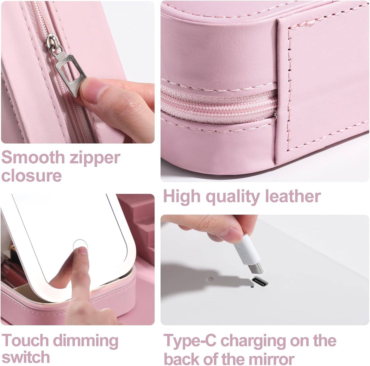 Stamp n Camp BS MALL Travel Cosmetic Mirror Case LED Makeup Mirror ...