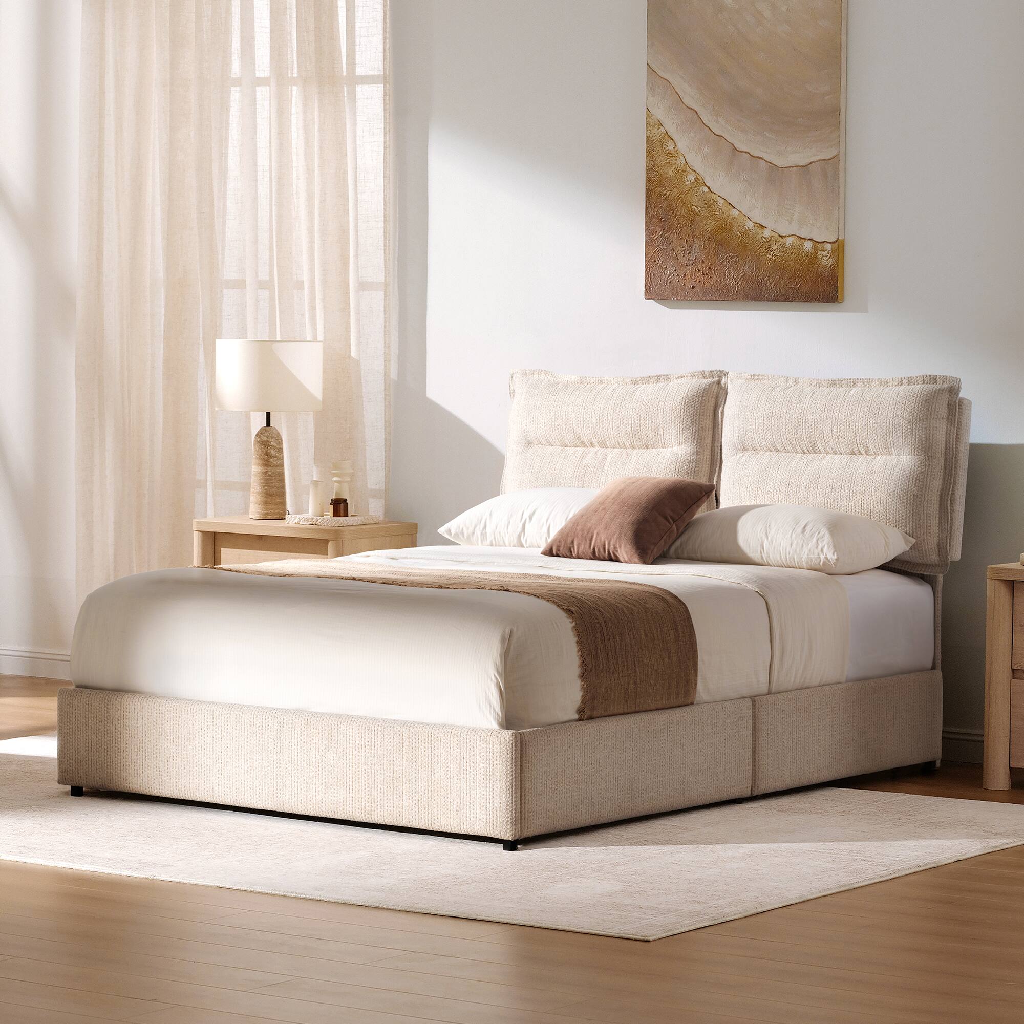 ModernMate Upholstered Platform Bed Frame with 4 Storage Drawers ...
