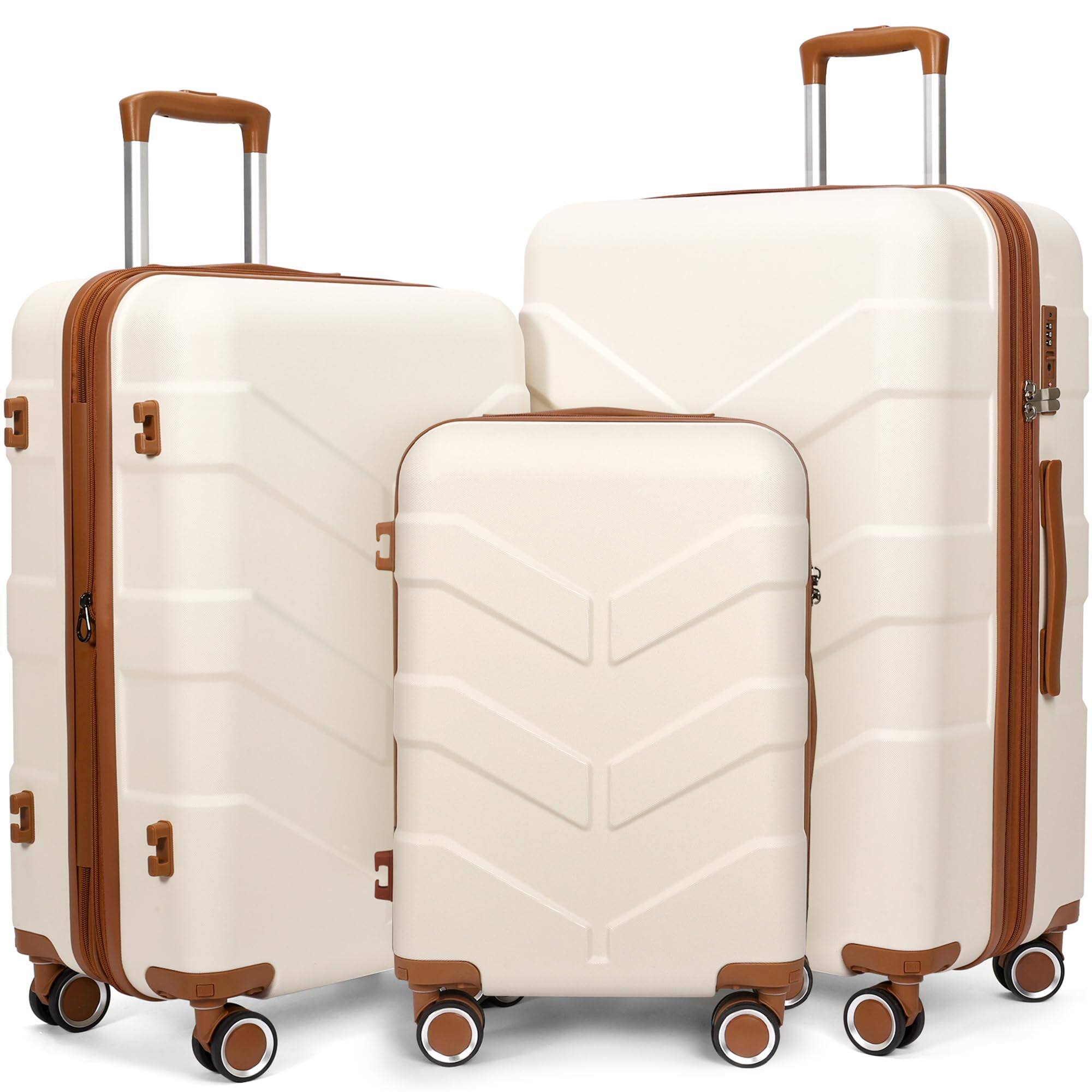 Dapper Styles Luggage Sets 3 Piece expandable capacity 24in 28in ...
