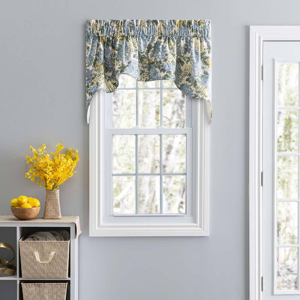 Ellis Curtain Ellis Hydrangea Classic Pattern Printed 3" Rod Pocket ...