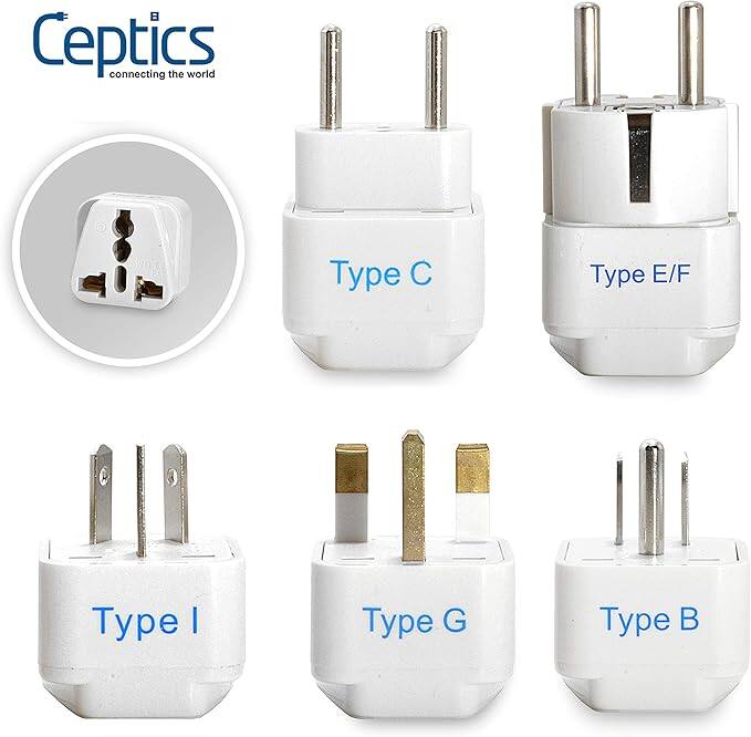 Ceptics International Travel Plug Adapter Set – Grounded Safe Adapters ...