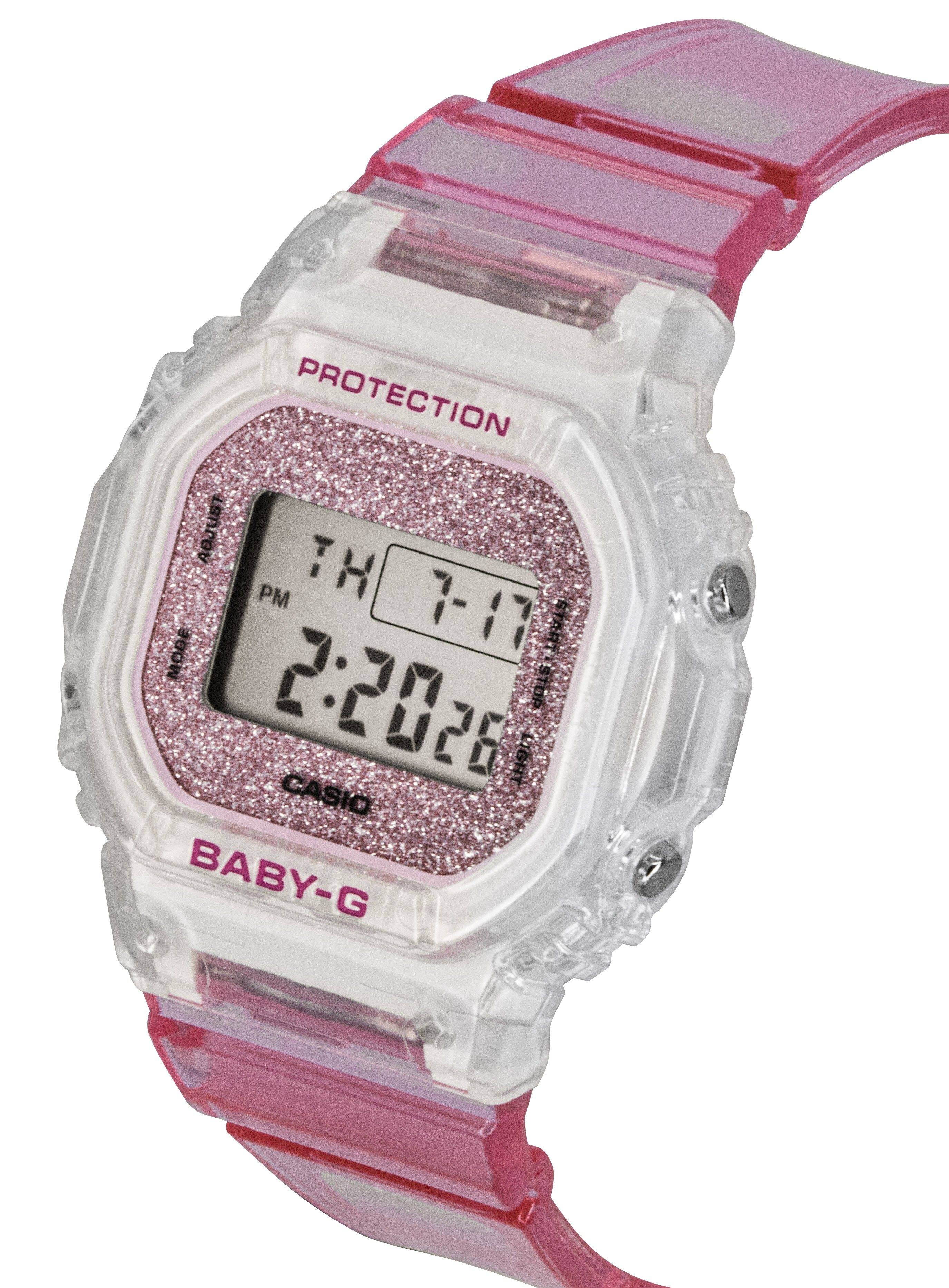 Casio Baby G Digital Pink Resin Strap Quartz BGD 565GC 4 100M Women's Watch Pink and White BGD ...