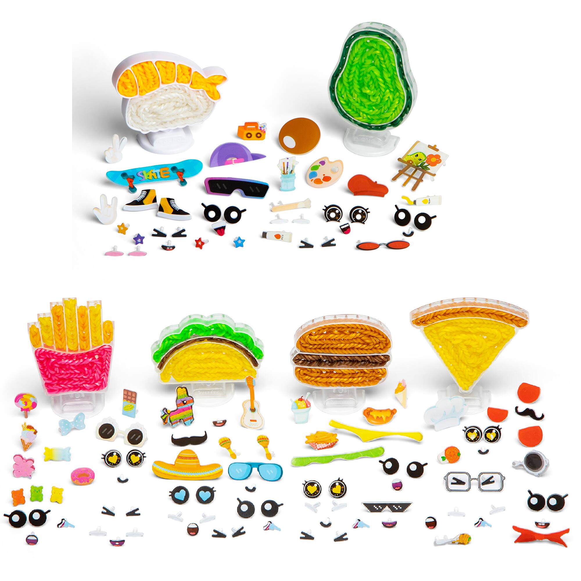 Choon's Design Rainbow Loom: Loomies Food Figurines 2 PK Bundle- 4 ...