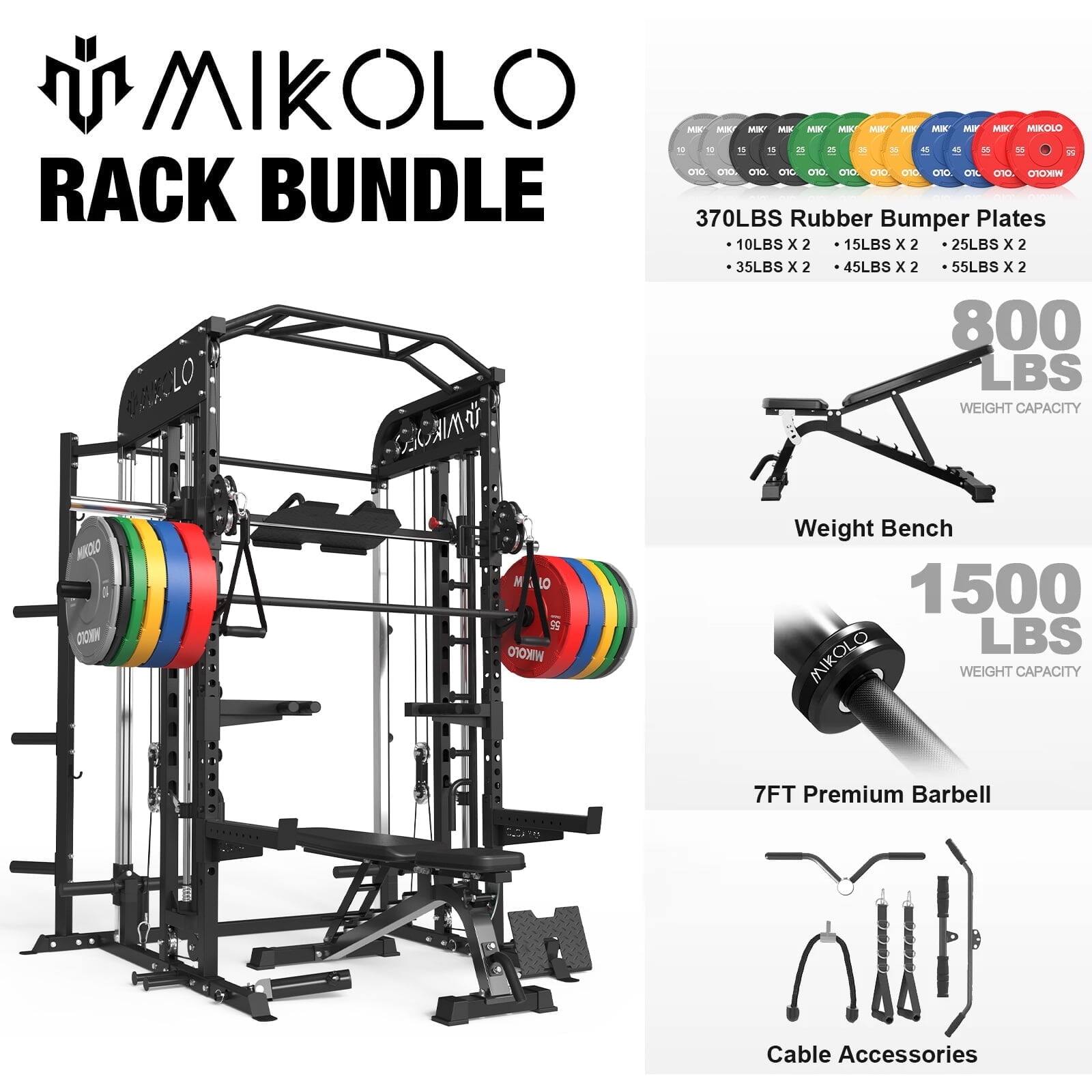 Mikolo Smith Machine,Power Cage with Vertical Leg Press, 2000LBS Squat ...