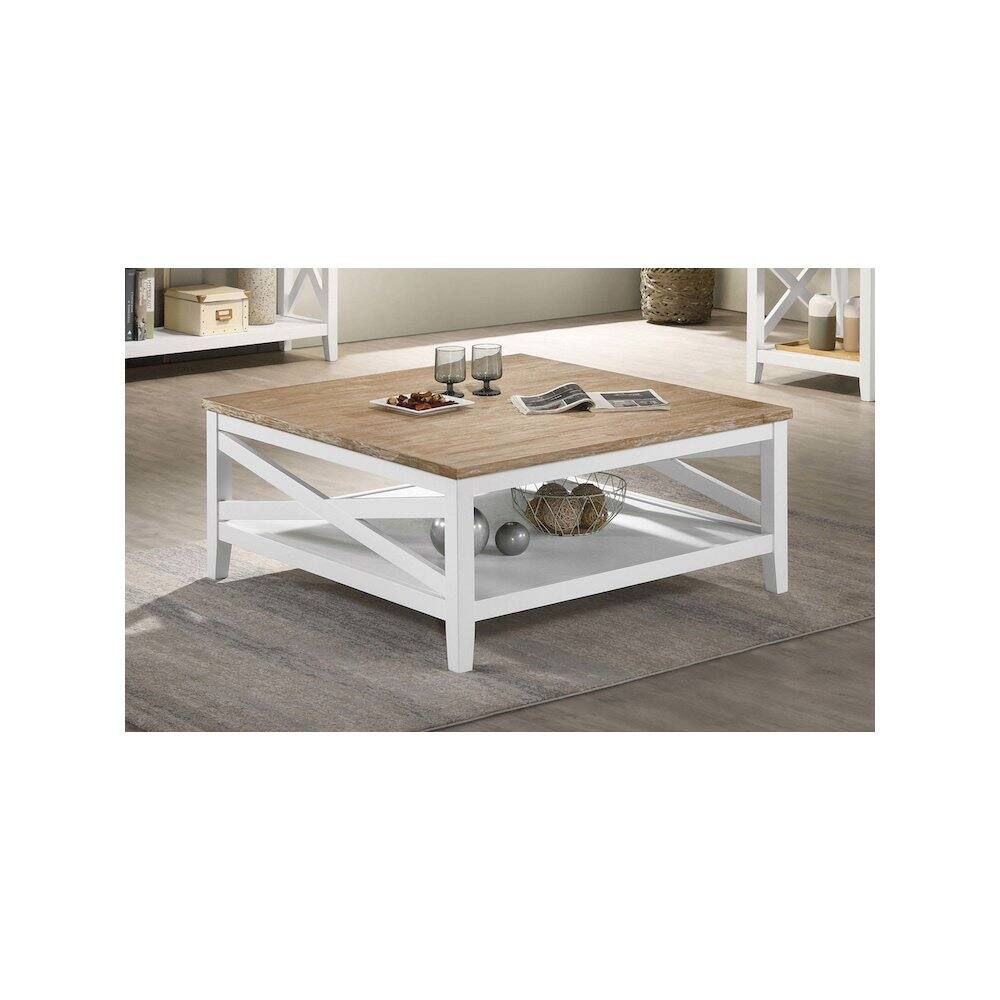 Coaster Co. of America Hollis Square Wood Coffee Table With Shelf Brown ...