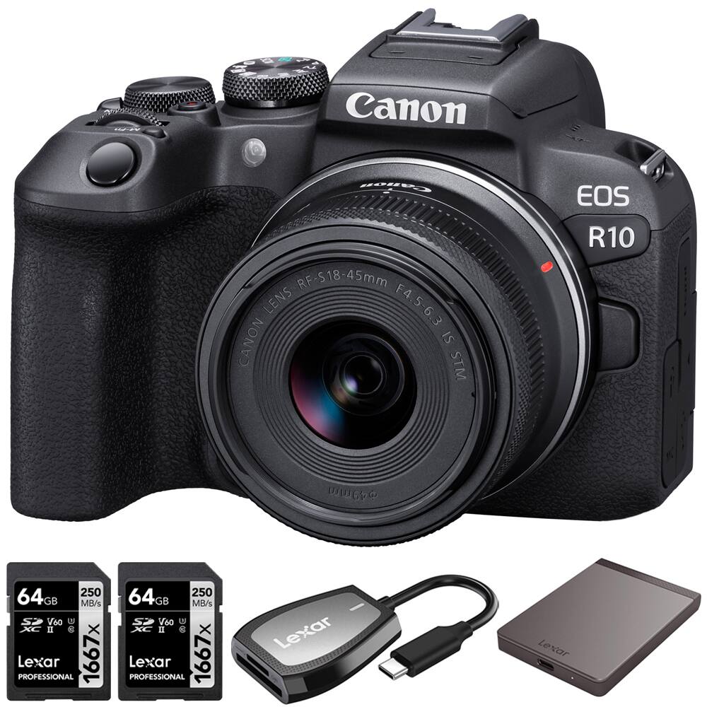 Canon EOS R10 Camera w/ 18 45MM IS STM Lens + 1TB Portable SSD + 2x ...