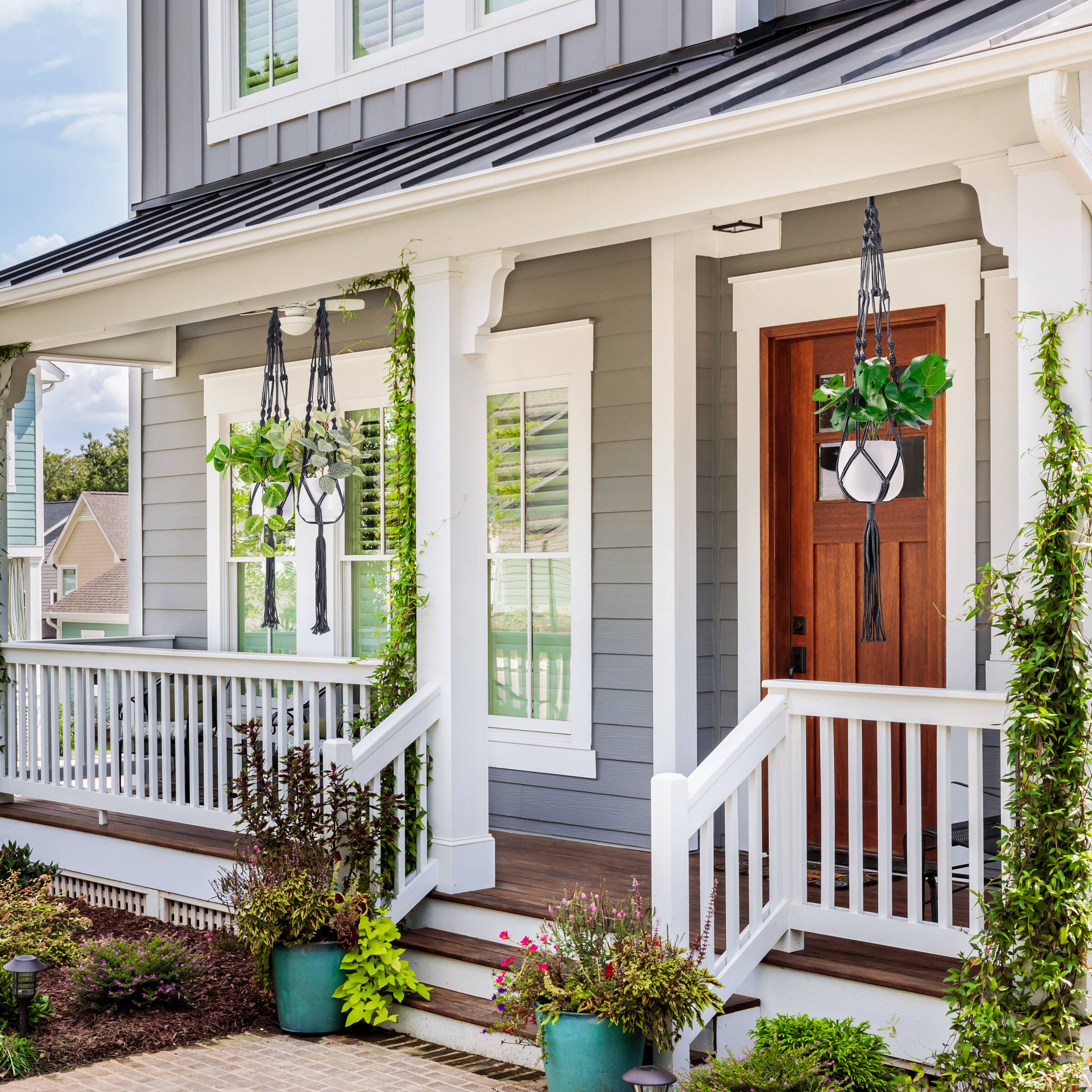 Sorbus Macrame Plant Hanger (8 Pack) Indoor Outdoor Hanging Plant Pots ...