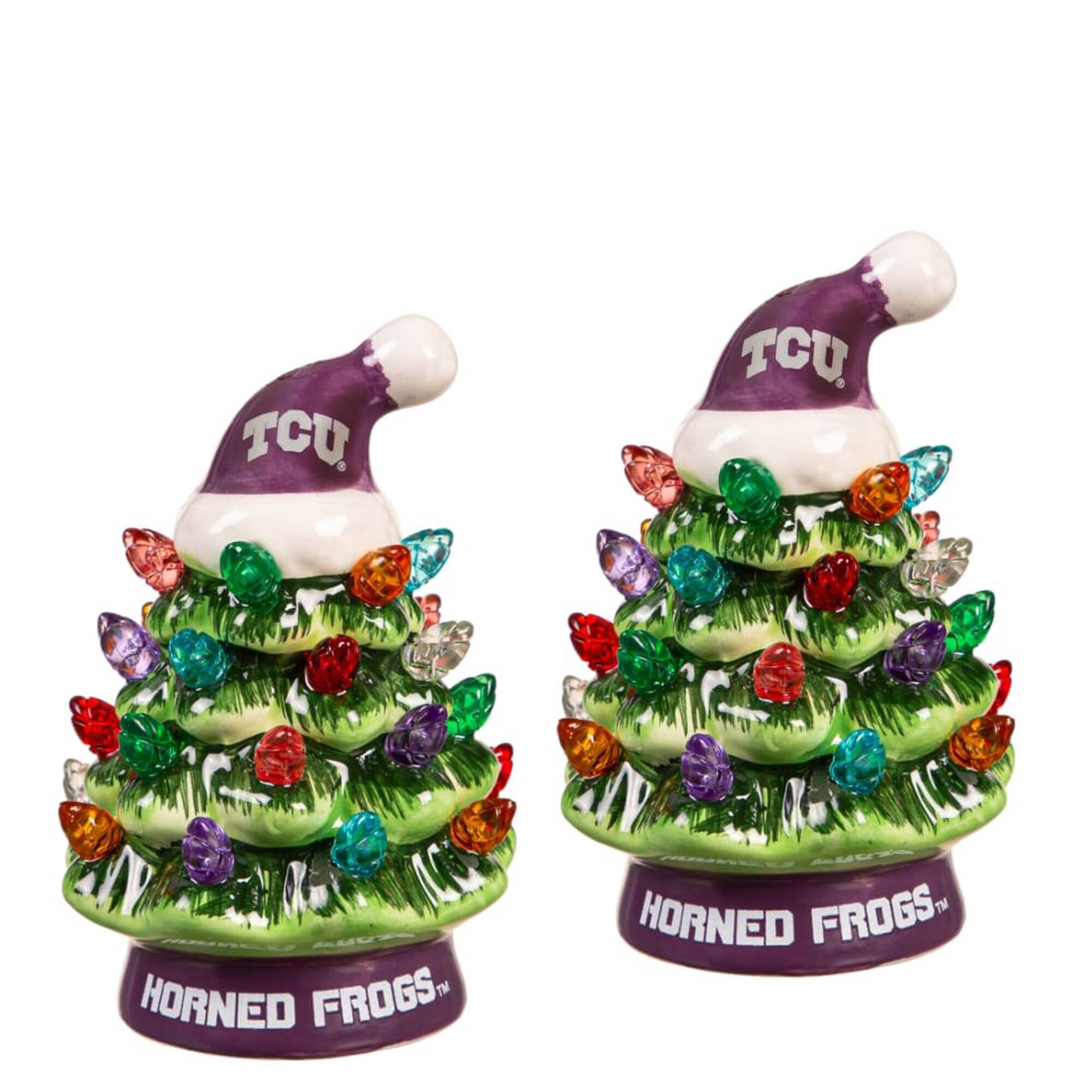 Evergreen Enterprises TCU Horned Frogs 2 Pack 4" Ceramic LED Christmas ...