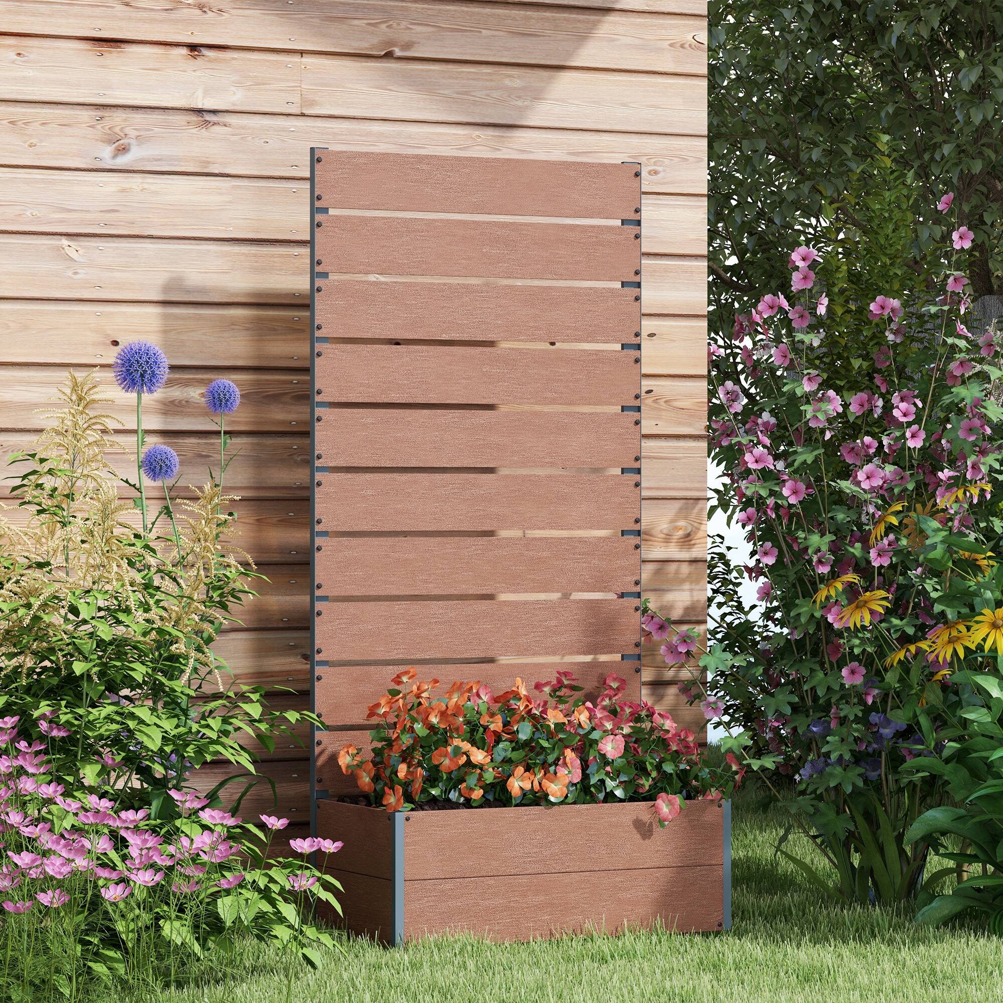 Alt View 1. Outsunny - Planter for Climbing Plants, Raised Garden Bed ...