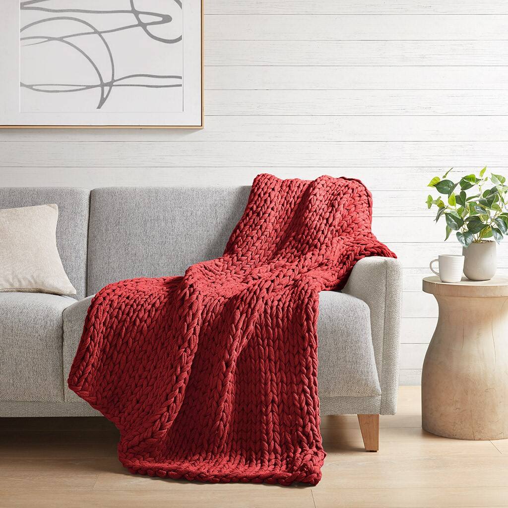 Gracie Mills Huffman Artisan Double Knit Throw Red 6128-05PM - Best Buy