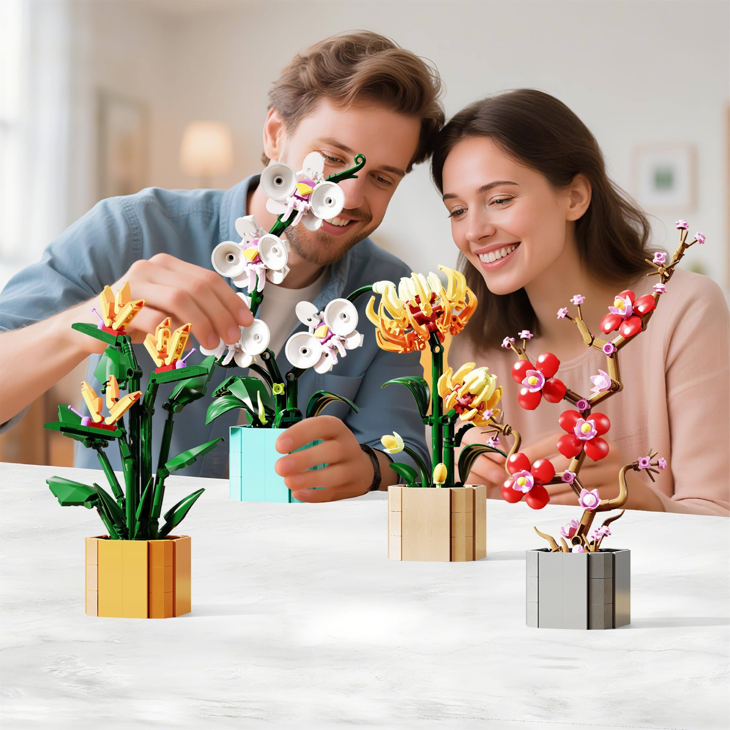 NICHOLAS KLEIN Flower Bouquet Building Blocks Artificial Flowers Toys ...