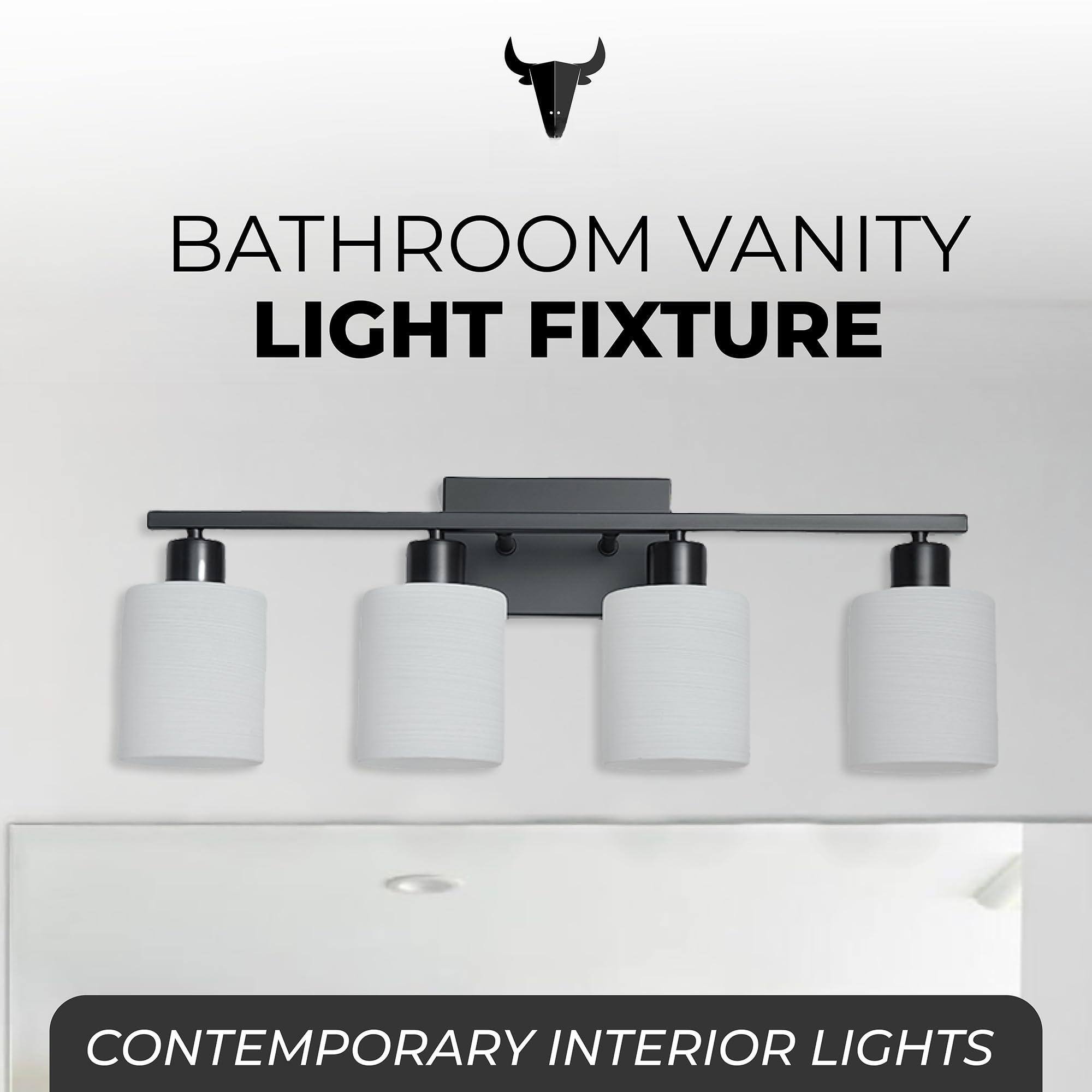 Earthley Blooms Modern Bathroom Vanity Light Milky Glass Shades Wall ...