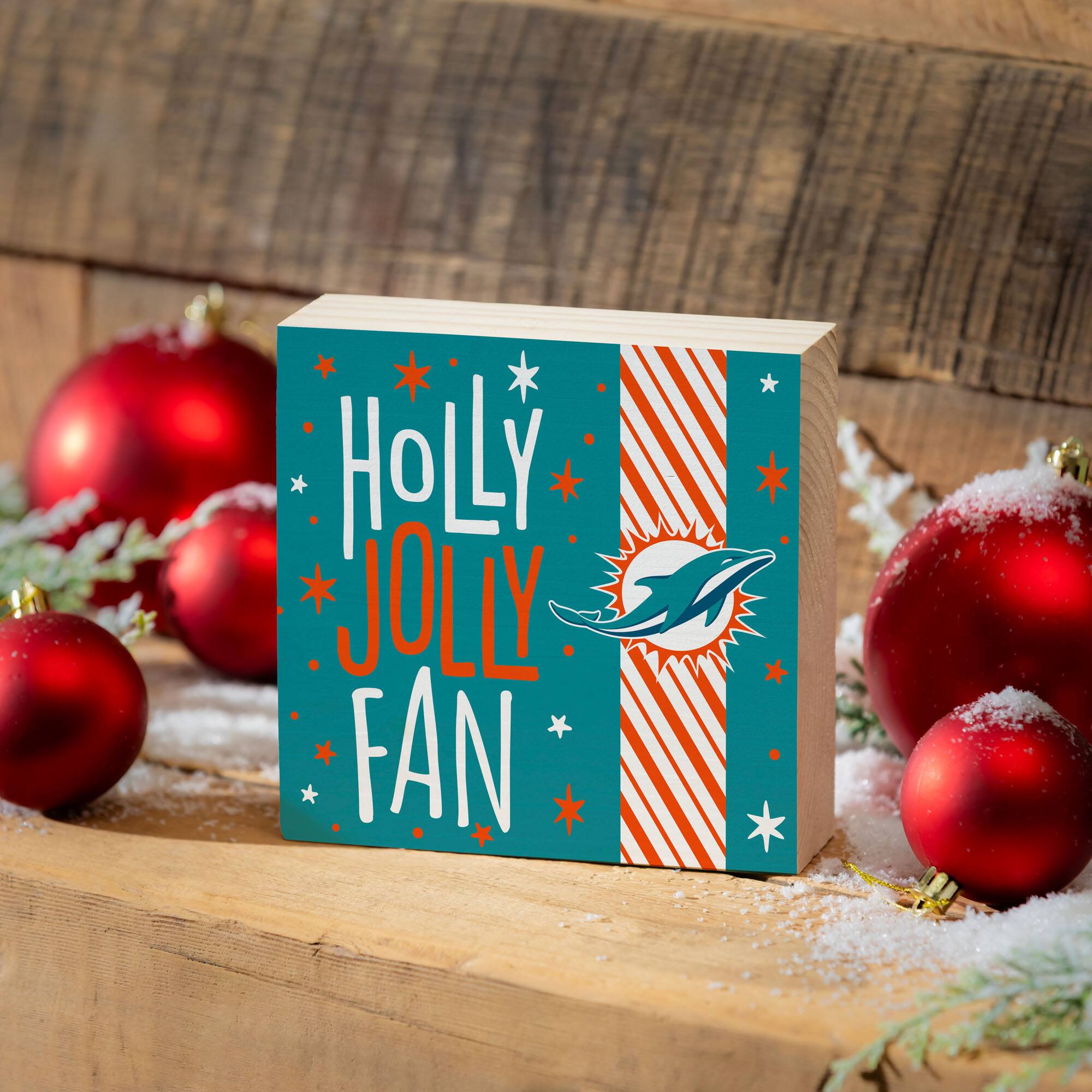 Evergreen Enterprises Miami Dolphins 6" Holiday Wood Plock Shelf Sign Multicolor 203521702 ...