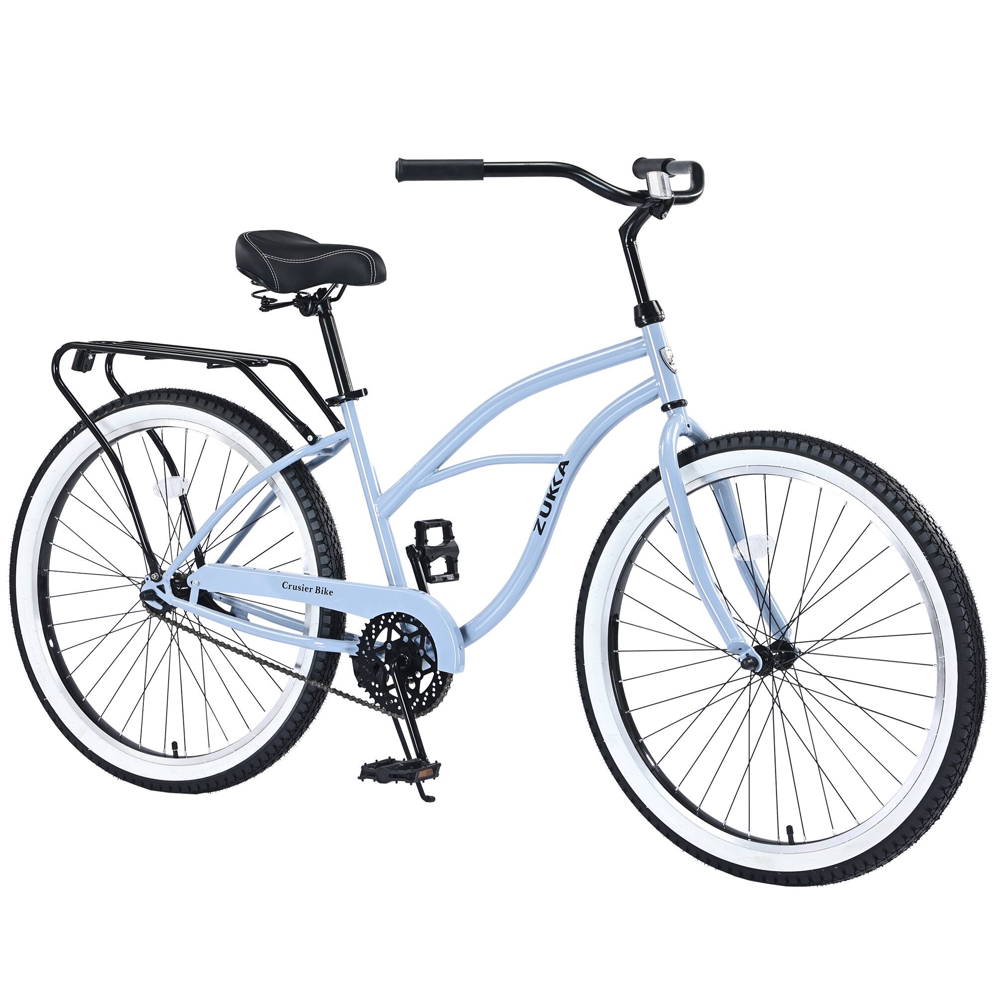 APRILSOUL Women's 26 Inch Single Speed Beach Cruiser Steel Frame Wide Wheels Blue SF-WO ...