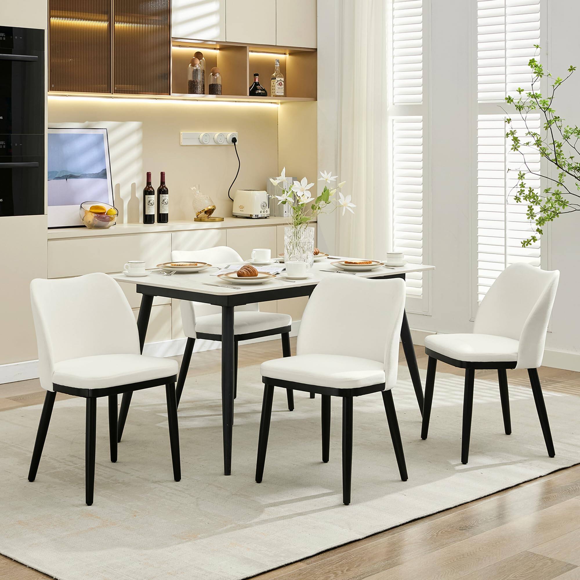 Babevy Dining Chairs Set of 4:Upholstered Fabric Dining Room Side ...