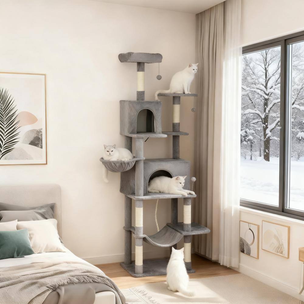 Siljoy 79.5" Extra Tall Multi Level Cat Tree Tower with Anti Tip Strap ...