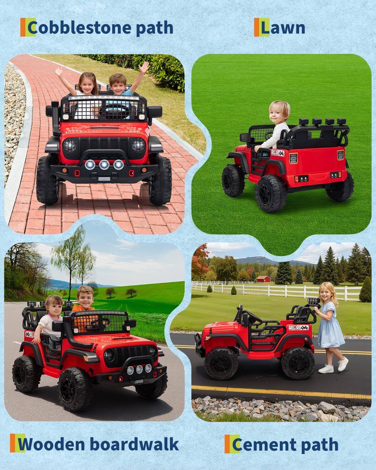 Qeetex 24V 2 Seats Kids Ride on Car with Remote Control, Electric ...