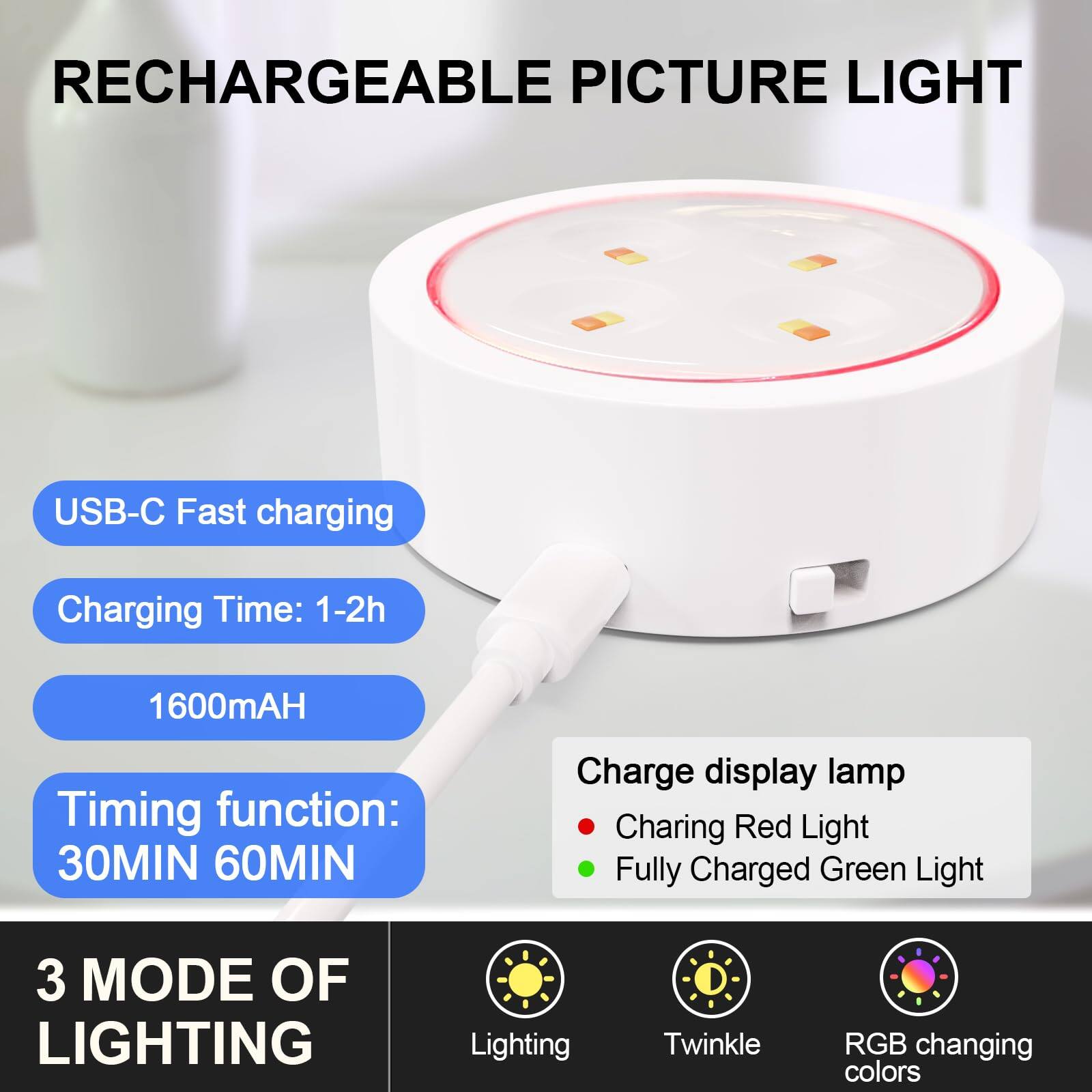 Empire DigiLabs Picture Lights For Wall 13 Rgb Color Rechargeable ...