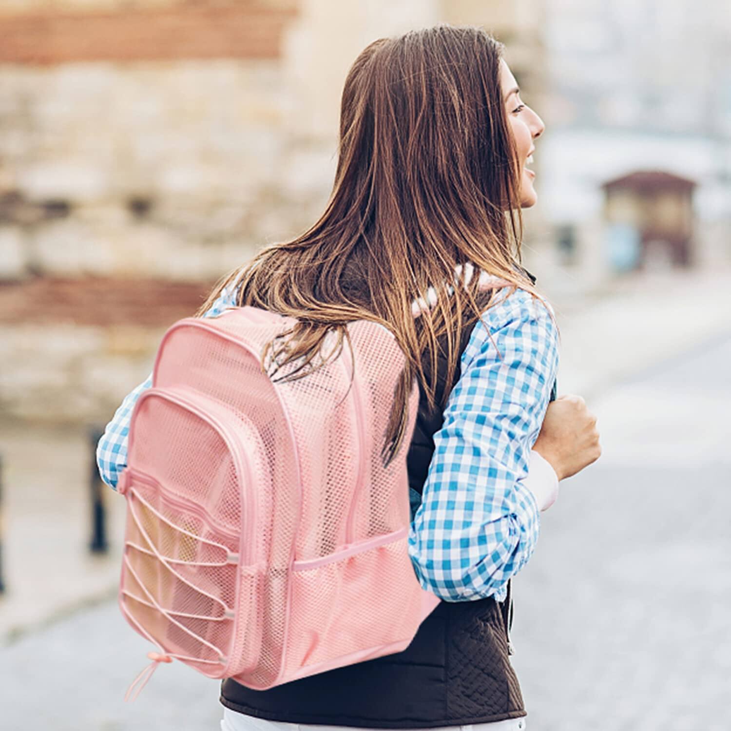Pacoar Cade Heavy Duty Mesh Backpack Semi transparent Bookbag See ...