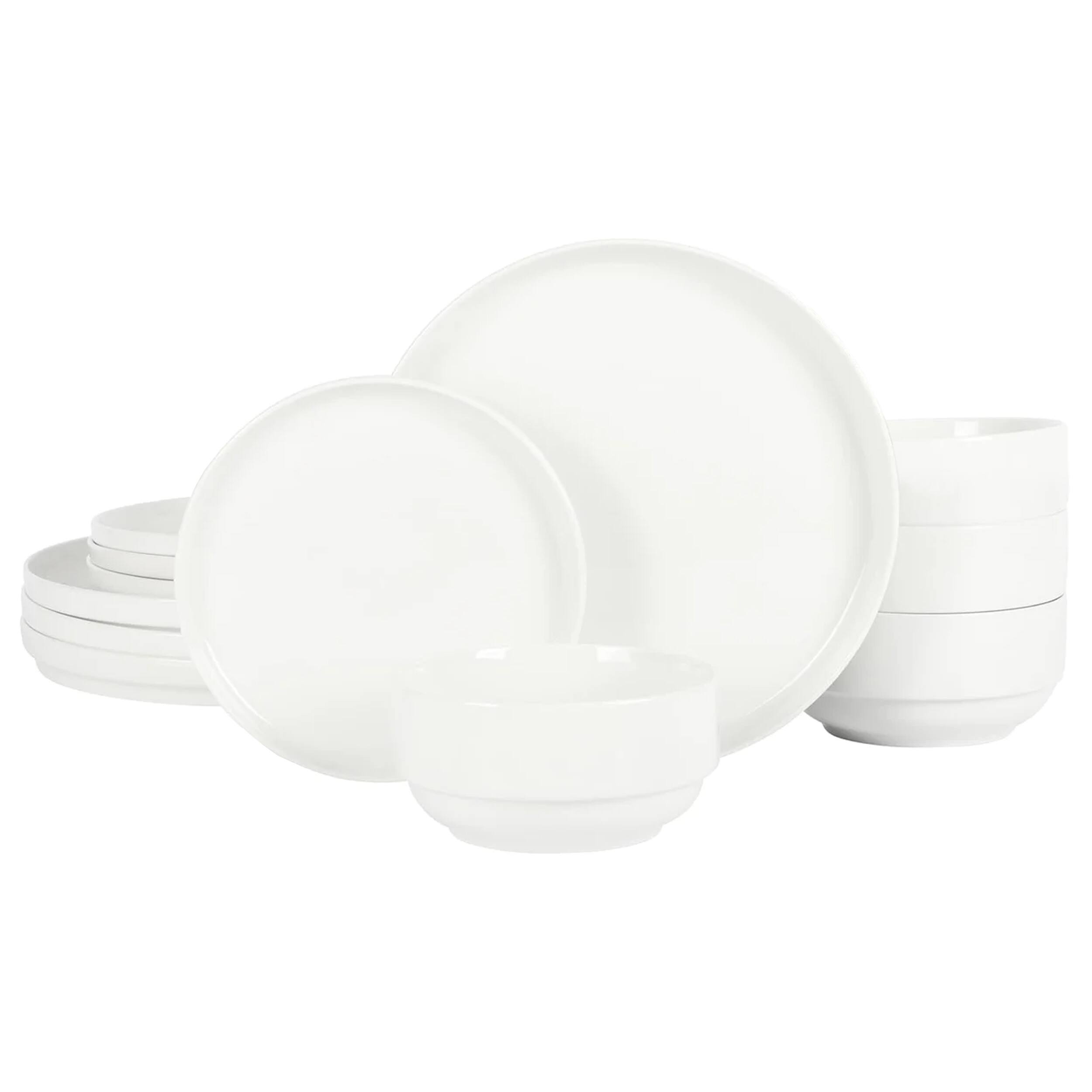 Gibson Home Snowscape 12 Piece fine Ceramic Stackable Dinnerware Set ...