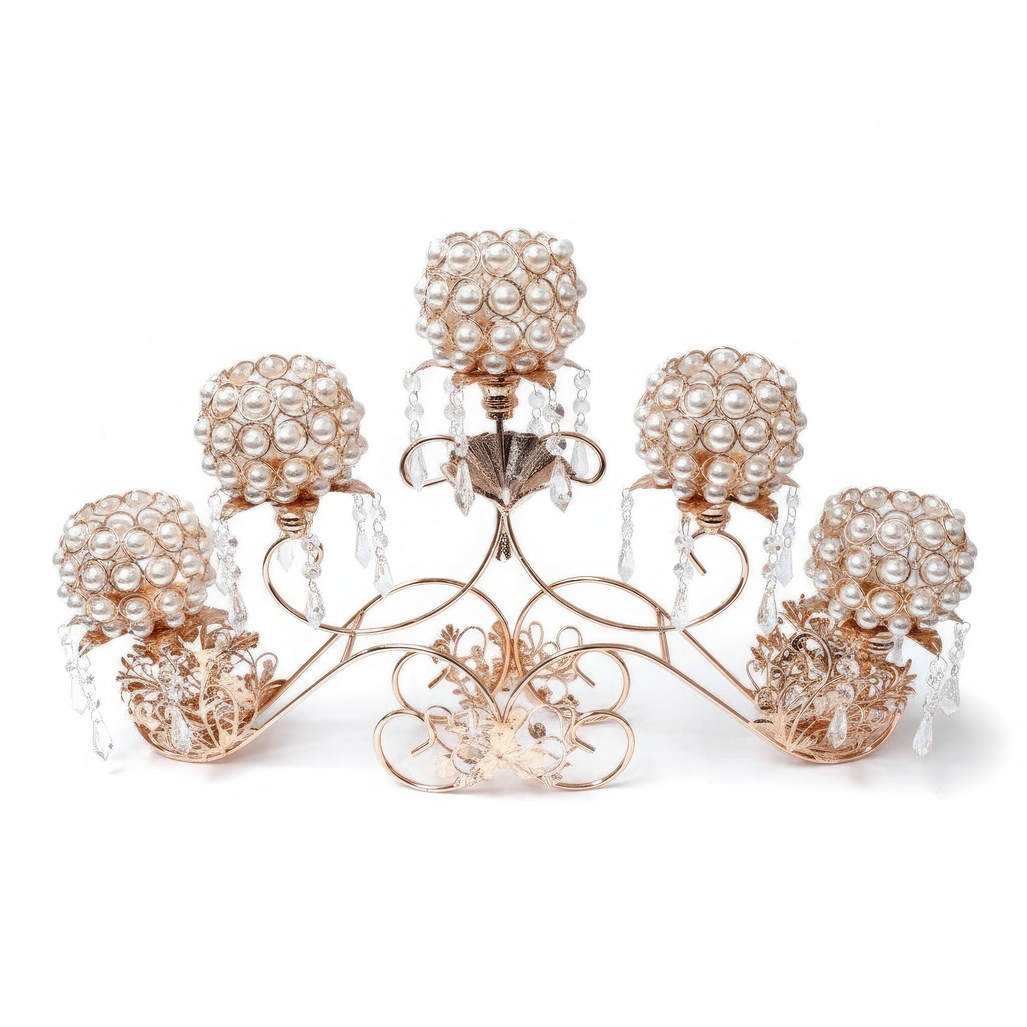 FC Design 26"W Ornate Shade Fixture w/ Faceted Golden Domes Candle ...