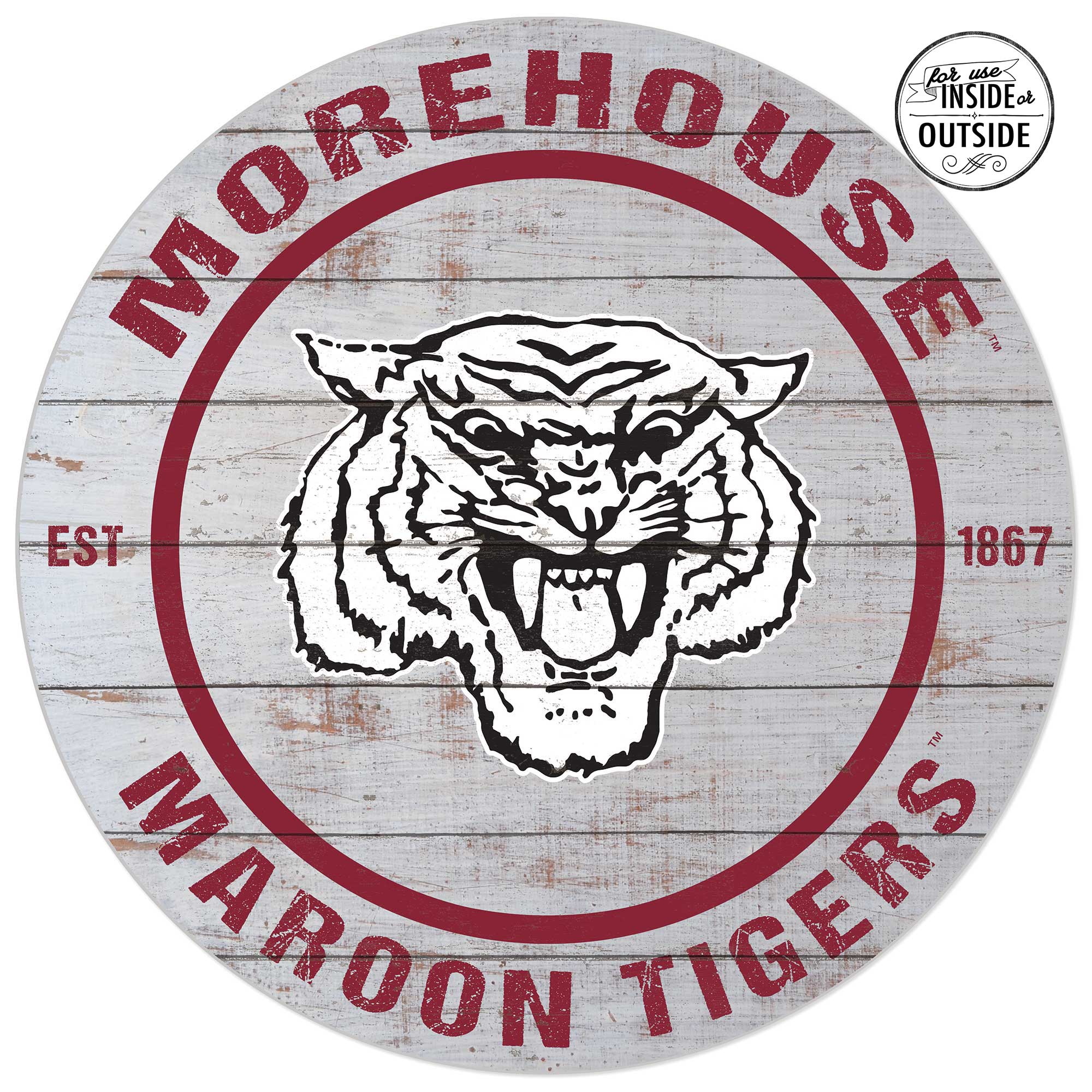 Jardine Morehouse Tigers 20'' x 20'' Indoor/Outdoor Weathered Circle ...