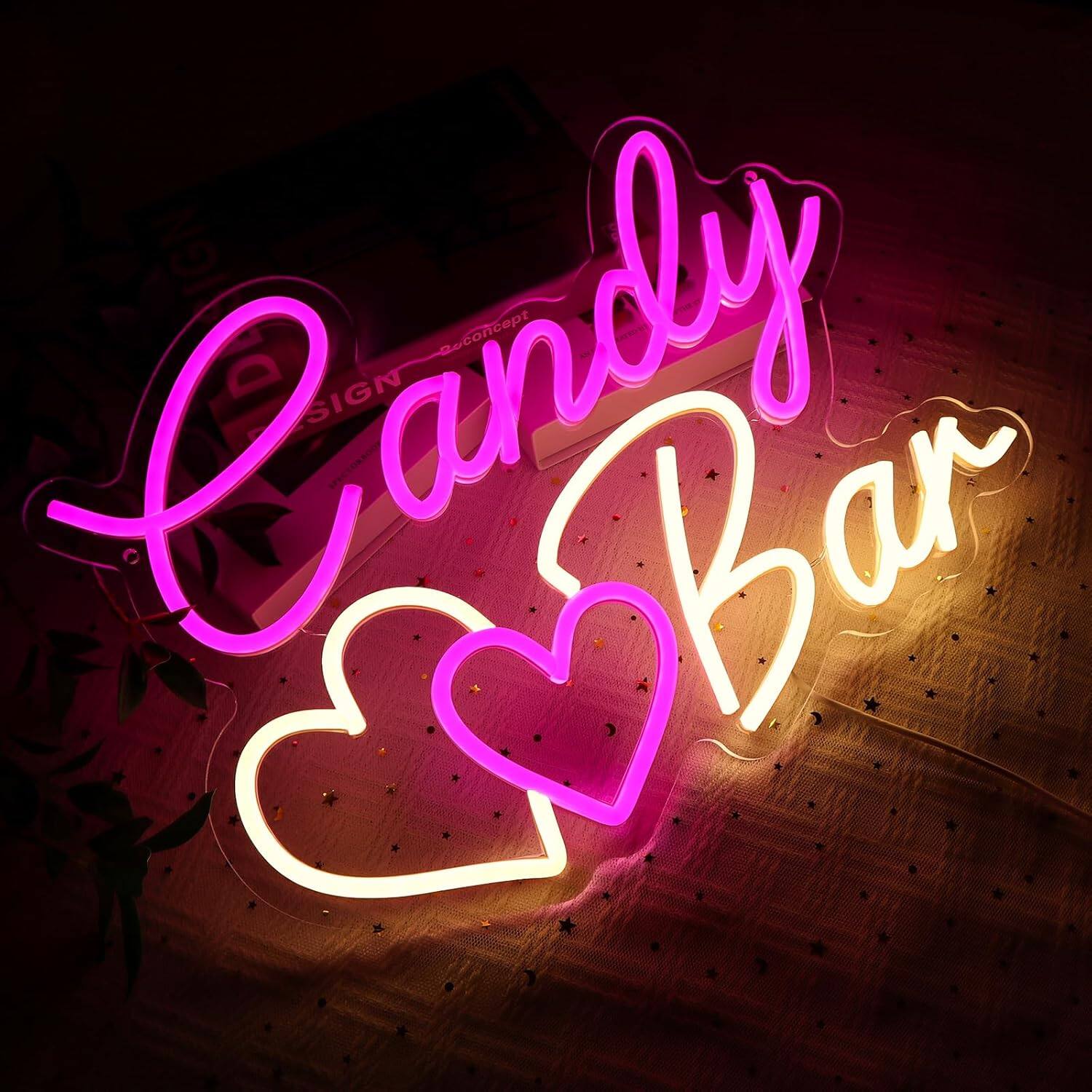 Auledio Candy Bar Neon Sign for Wall Decor, 15.4" x 11.8" Led Signs for ...