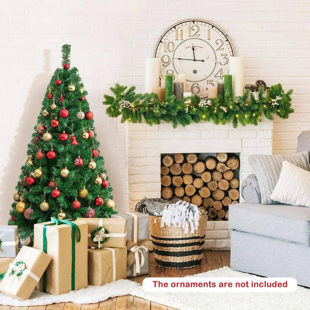 Resenkos 5 Ft Artificial PVC Christmas Tree with Metal Stand Green ...