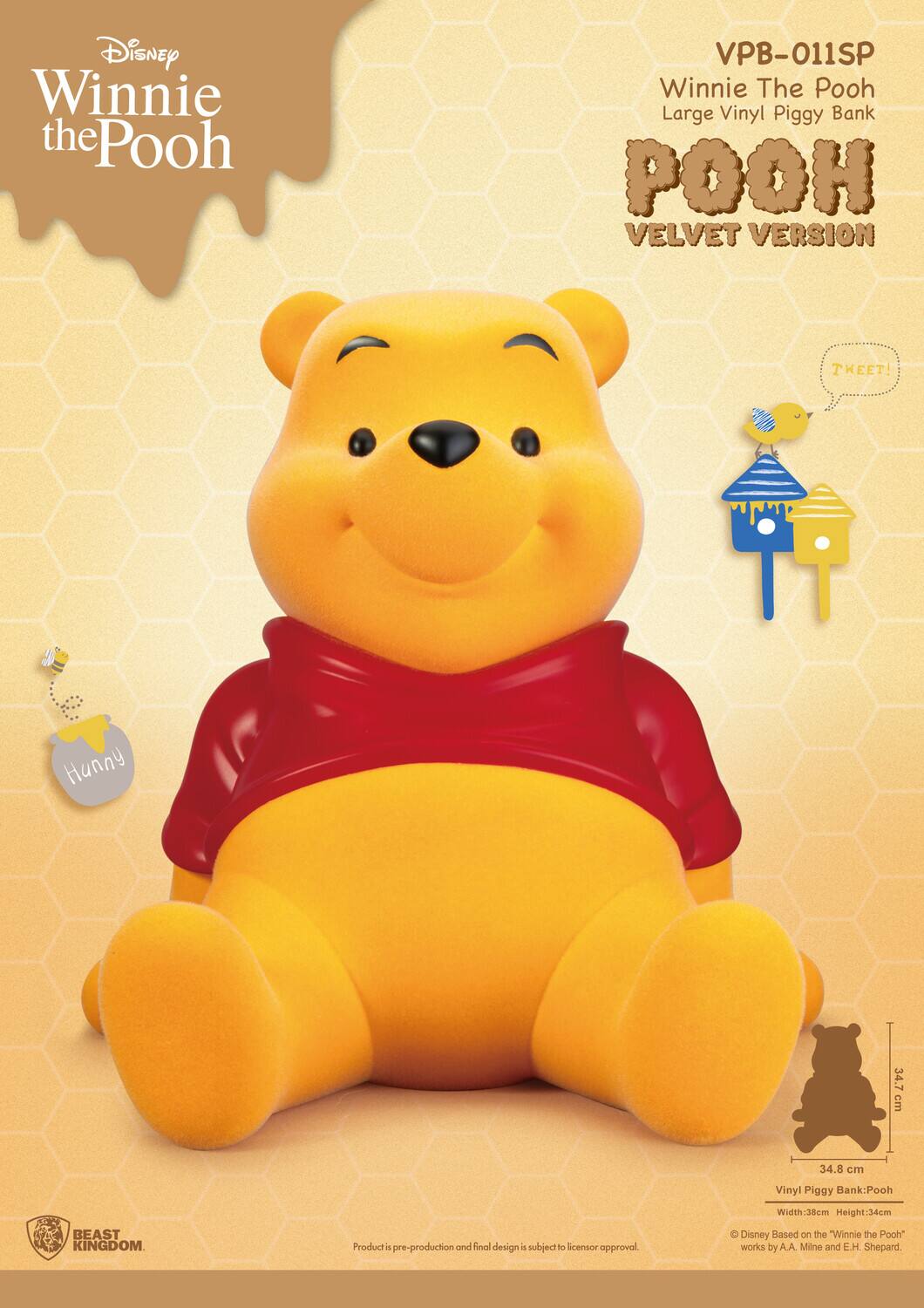 Beast Kingdom Winnie The Pooh Large Vinyl Piggy Bank Pooh Velvet ...