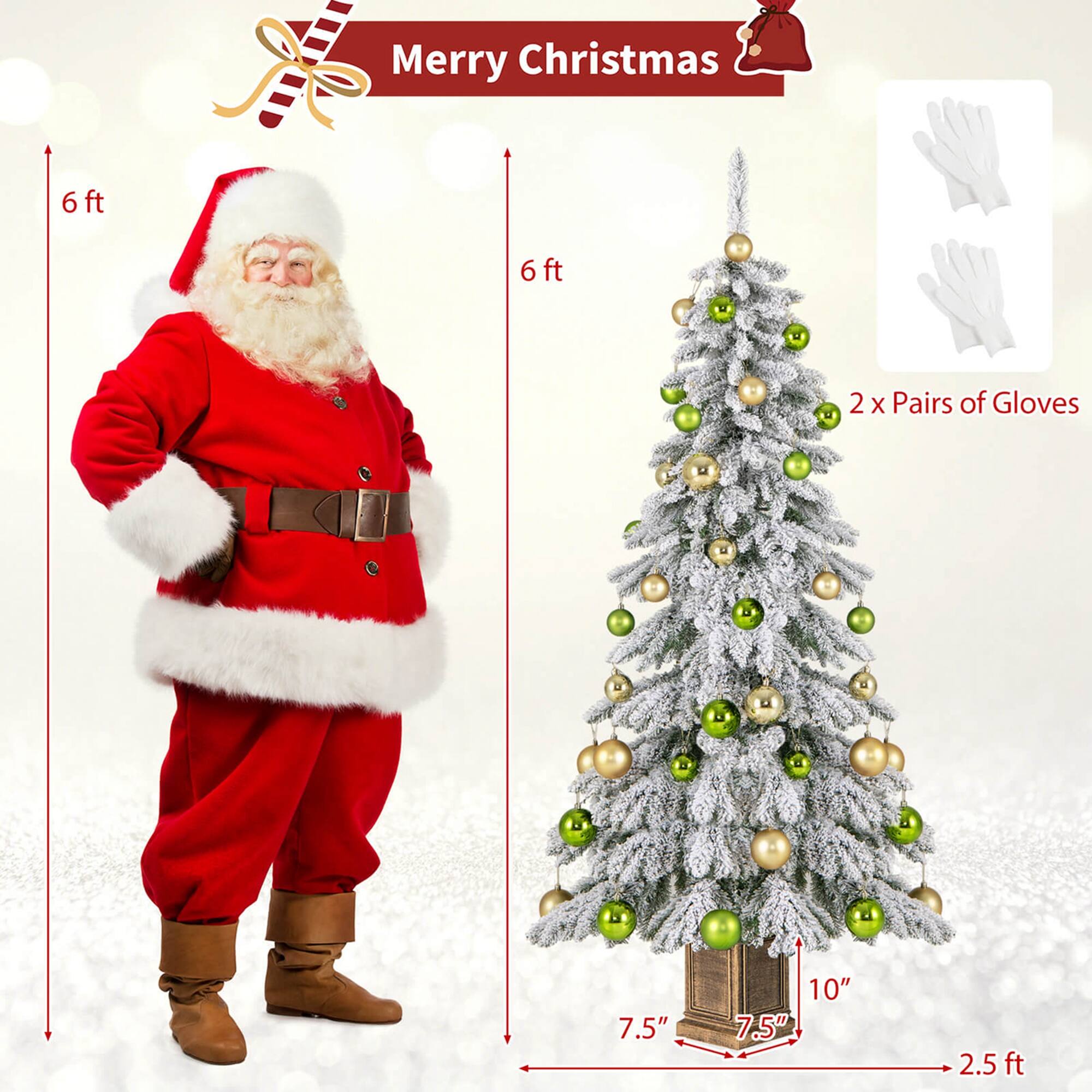 Costway 2 PCS 6 FT Artificial Xmas Tree Hinged Christmas Tree with 589 ...