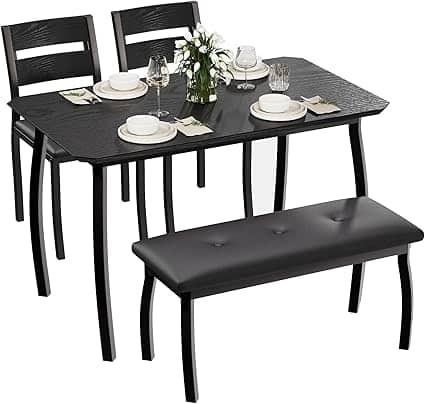 GARVEE - Modern Dining Table Set for 4, 4-Piece,Wooden,Upholstered ...