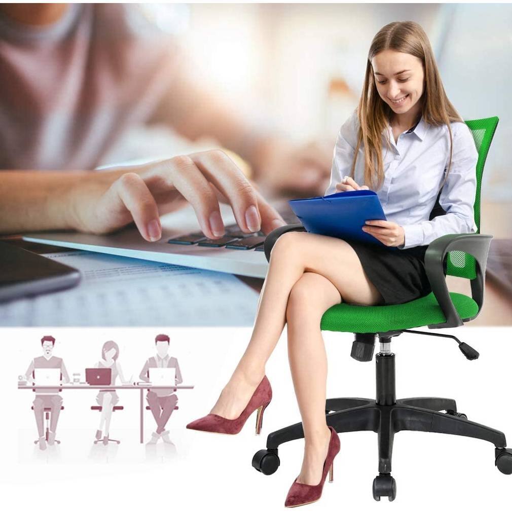 SlickBlue Modern Mid Back Ergonomic Office Chair – Mesh Desk Chair with ...
