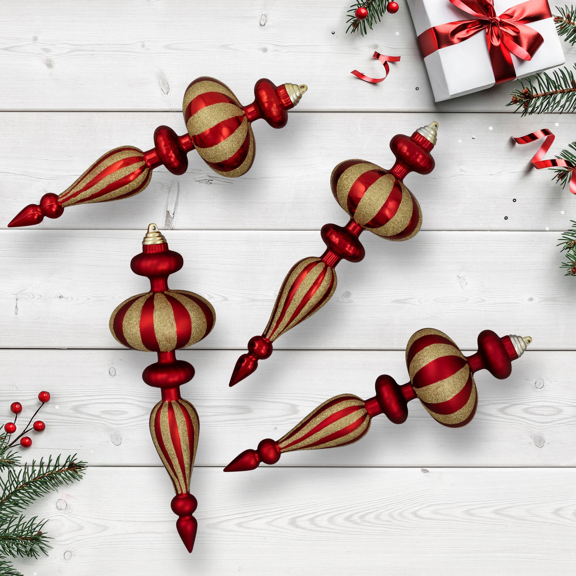 Northlight - Shatterproof Commercial Size Finial Christmas Ornaments ...