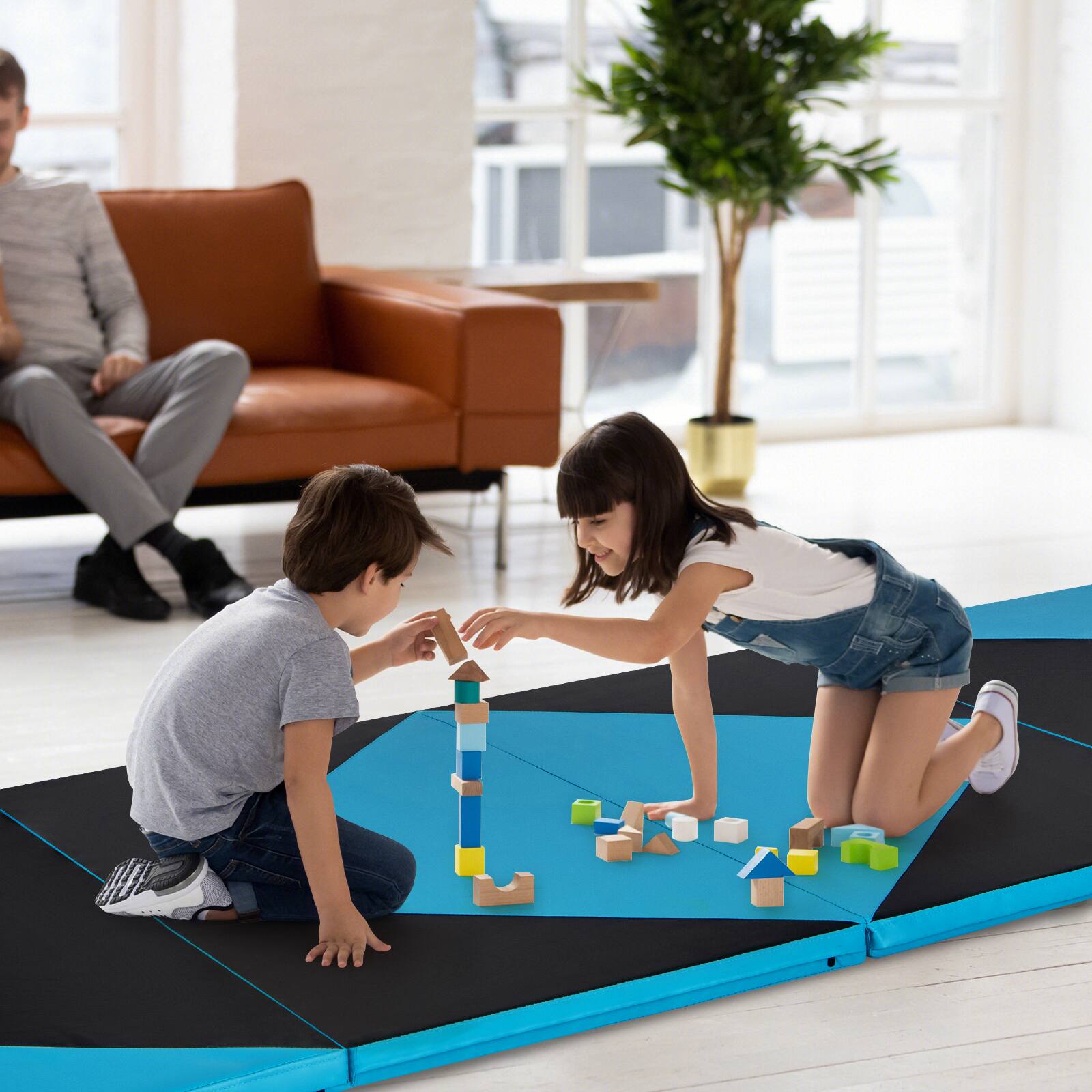 SlickBlue Folding 4 Panel Exercise Gym Mat with PU Cover and Hook and ...
