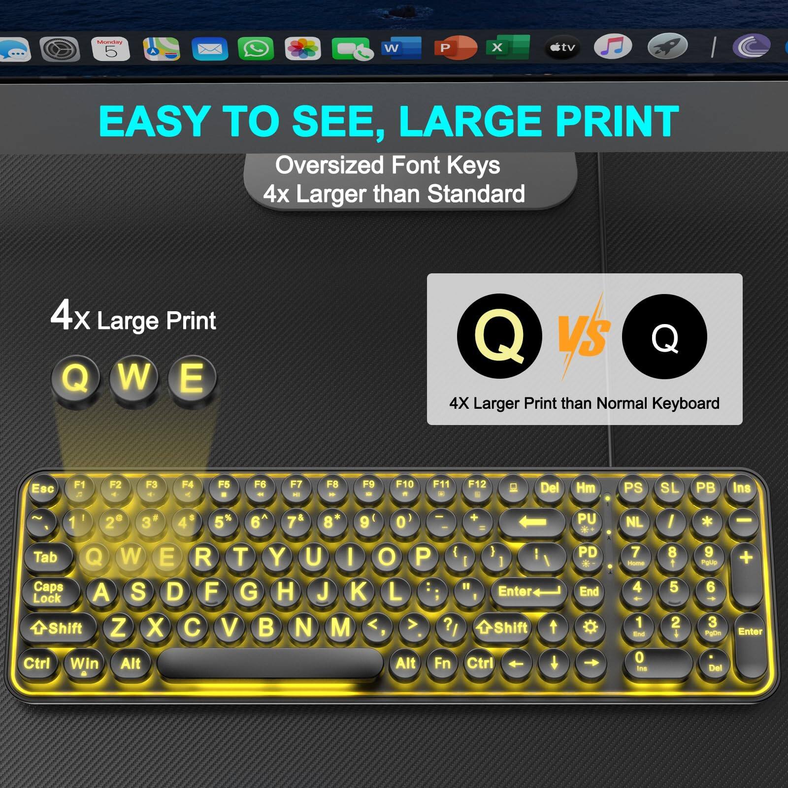 Cedar Assembly Large Print Backlit Wired Usb Lighted Computer Keyboards ...