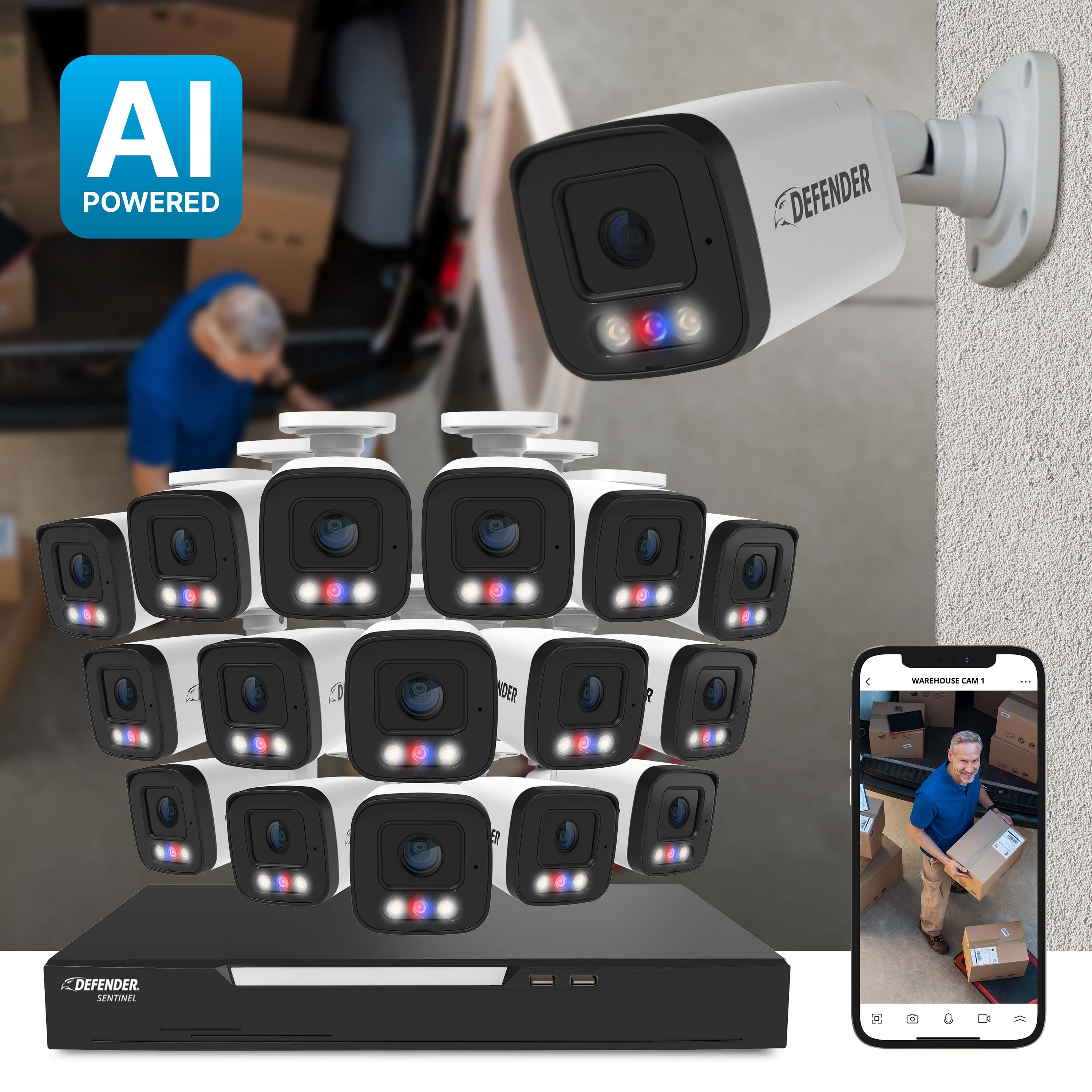 Defender AI POWERED Sentinel 4K Ultra HD Wired 16 Channel PoE NVR ...