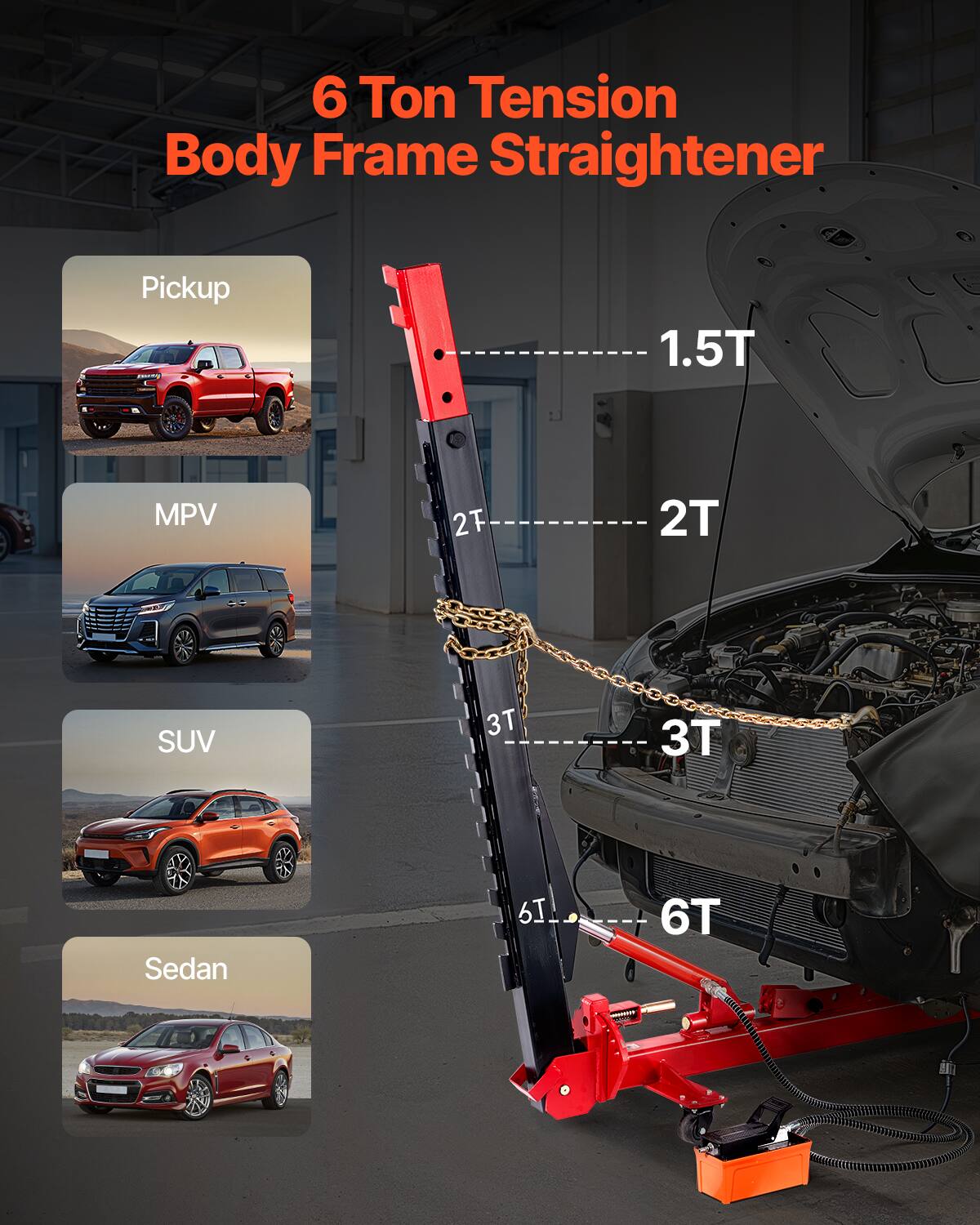 VEVOR Auto Body Frame Puller Straightener, 6T Tension Car Body Repair ...
