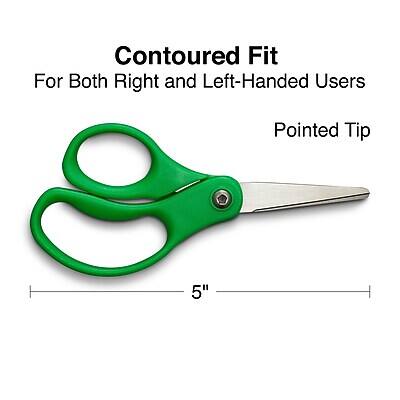 Staples 5" Kids Pointed Tip Stainless Steel Scissors, Straight Handle ...