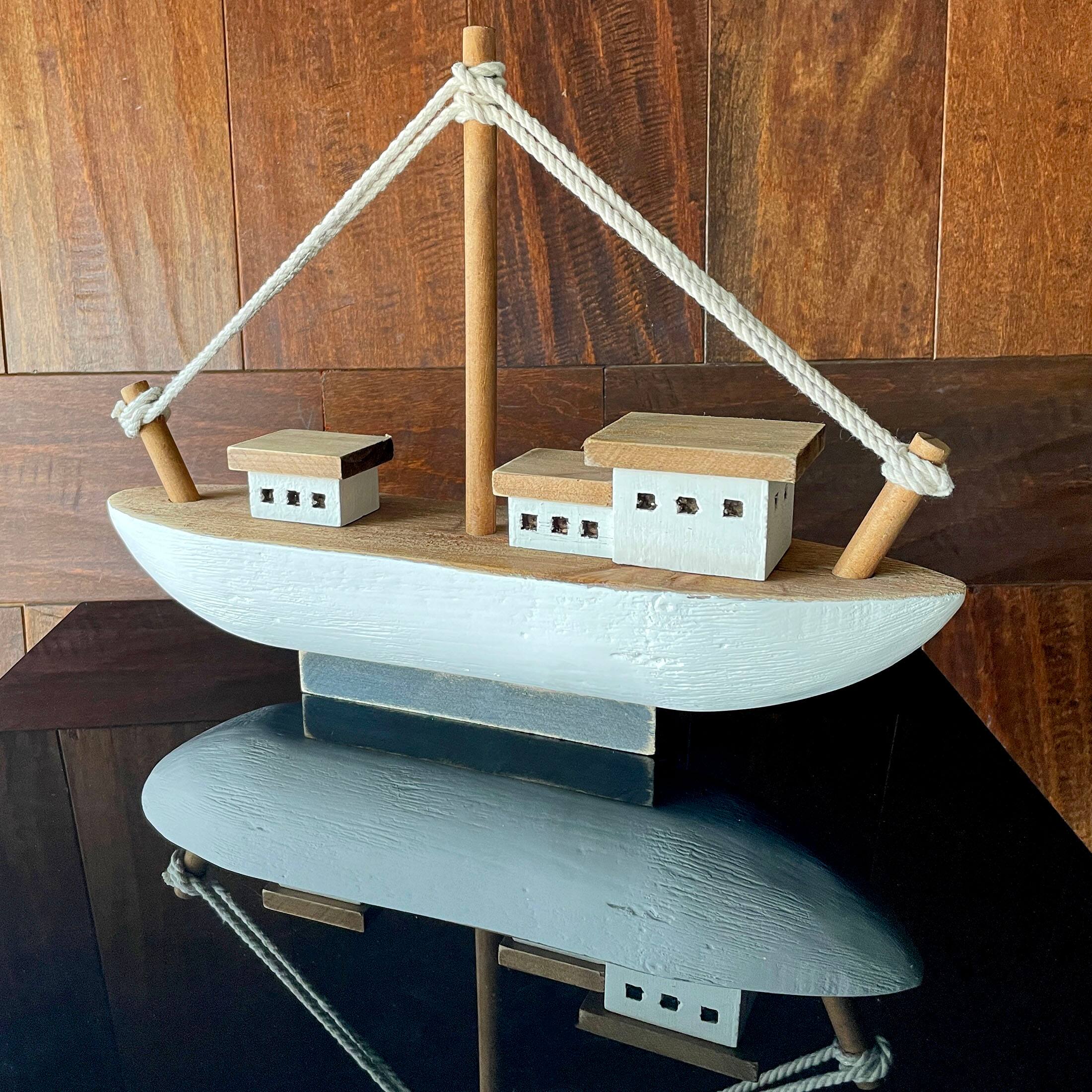 Chesapeake Bay 13.5in Wood Fishing Boat Statue Nautical Decor ...