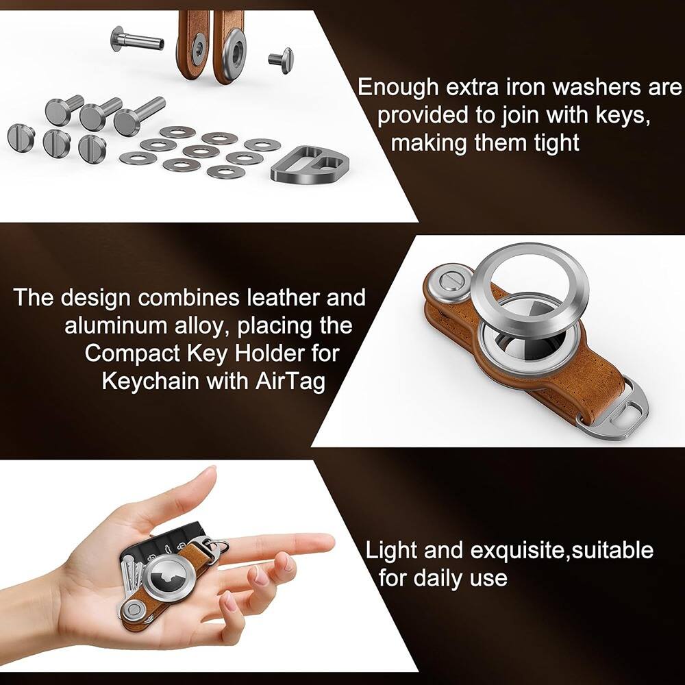 RTMB AirTag Key Organizer – Holder Keychain Crazy Horse Leather B0FQBY6D63 - Best Buy