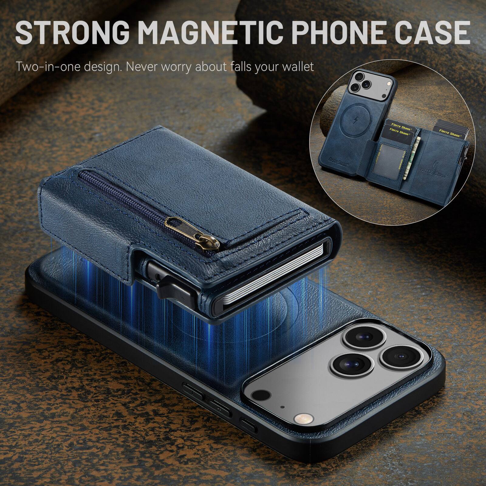 Dteck 2 in 1 Magnetic Wallet Case for Apple iPhone 17 Pro Max,RFID PU ...